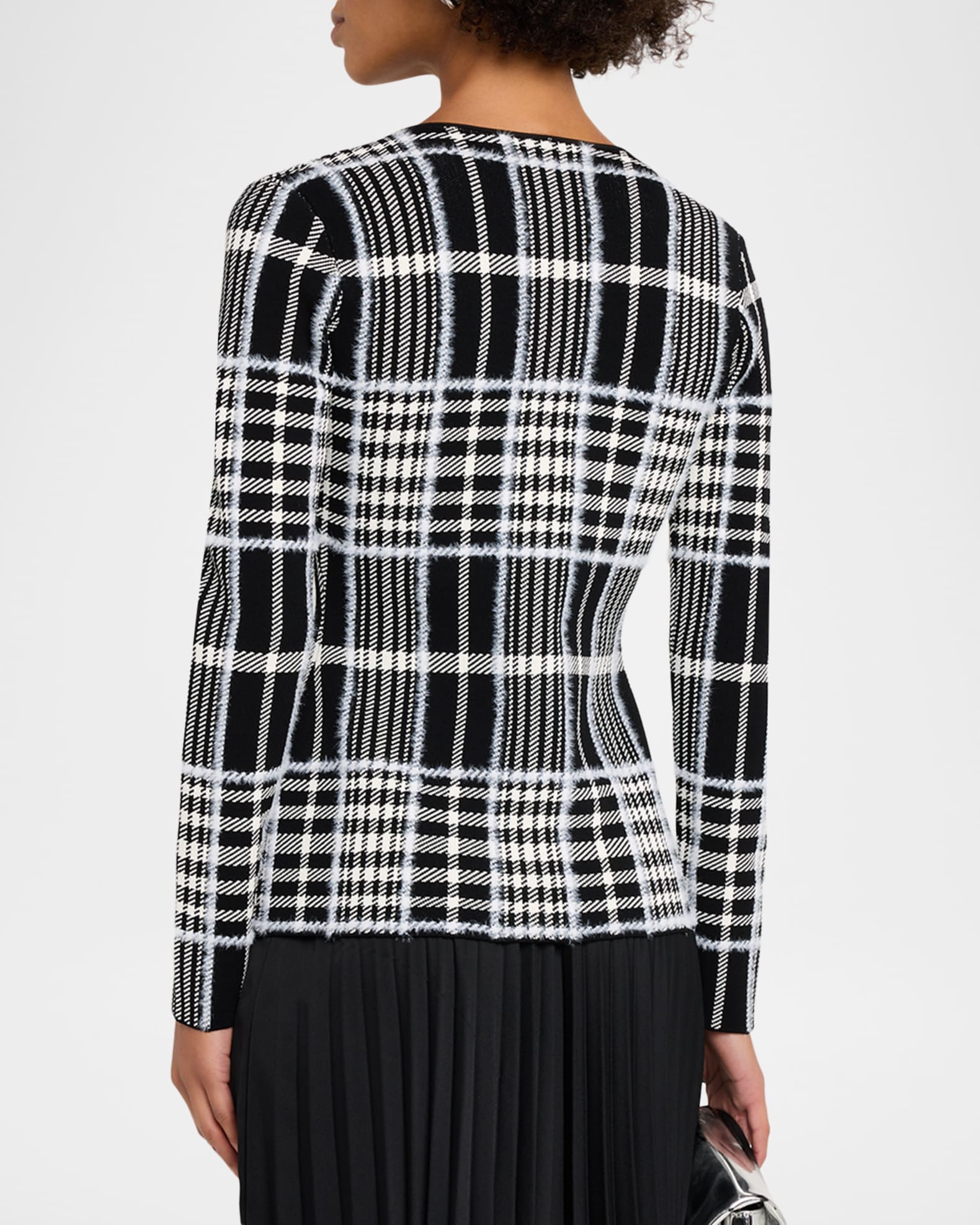 Brandon Maxwell Greer Check Zip Cardigan | Neiman Marcus