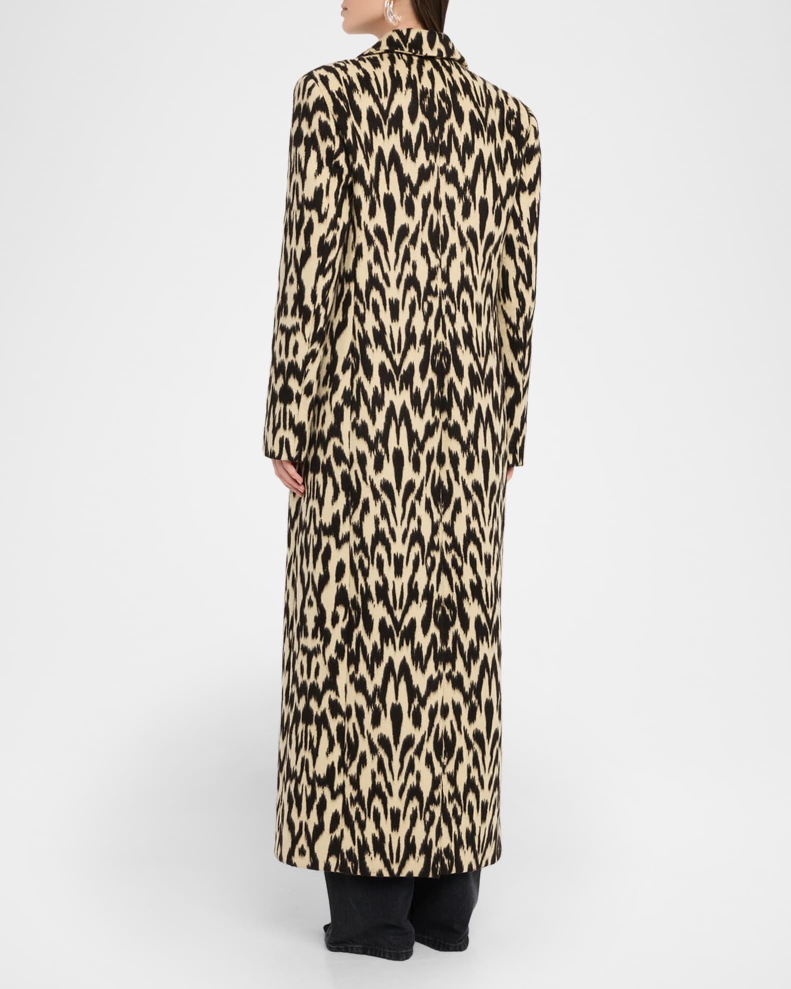 Brandon Maxwell Demi Ocelot-Print Double-Breasted Long Coat With Scarf ...