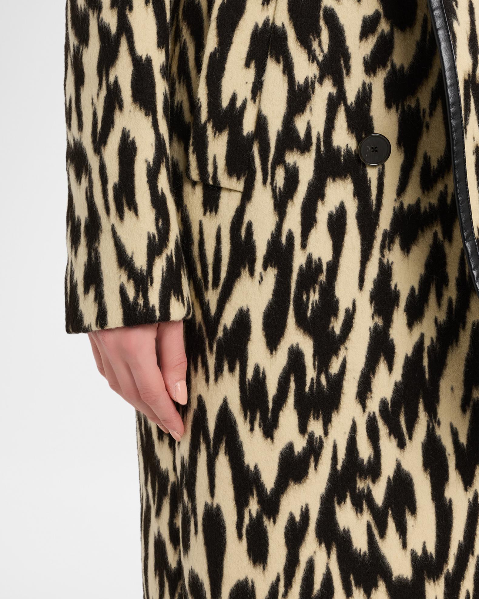Brandon Maxwell Demi Ocelot-Print Double-Breasted Long Coat With Scarf ...