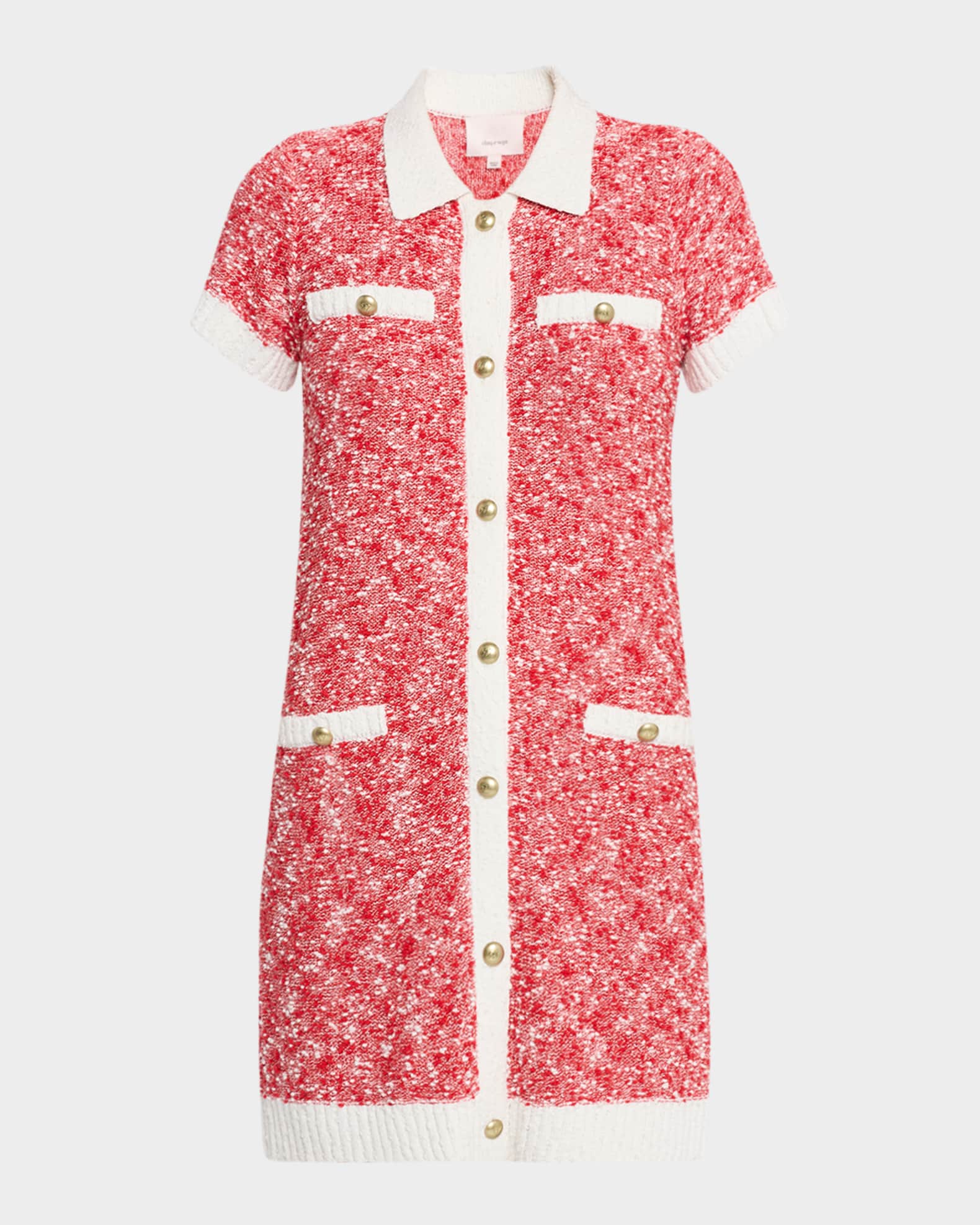 Cinq a Sept Adelaide Buttoned Short-Sleeve Mini Dress | Neiman Marcus