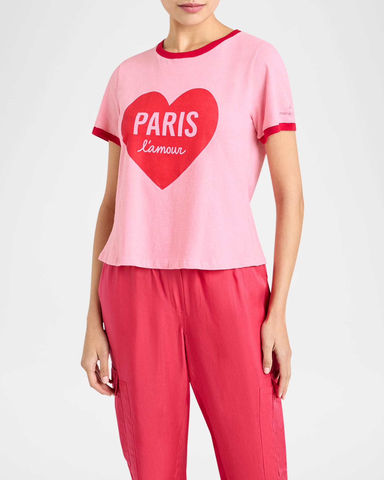 Cinq a Sept Paris L'Amour Heart Shrunken Ringer Tee | Neiman Marcus