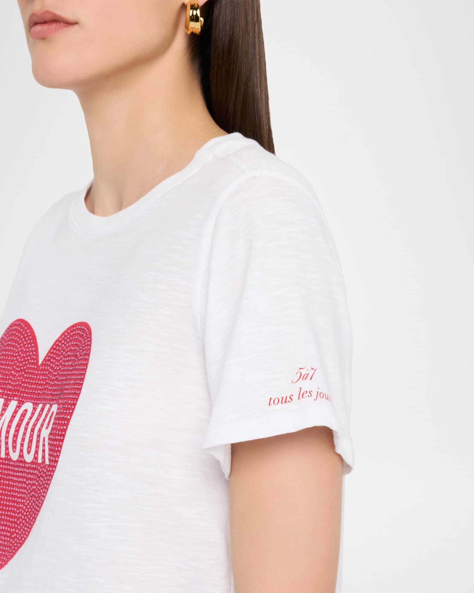 Cinq a Sept Crewneck Amour Heart Tee | Neiman Marcus
