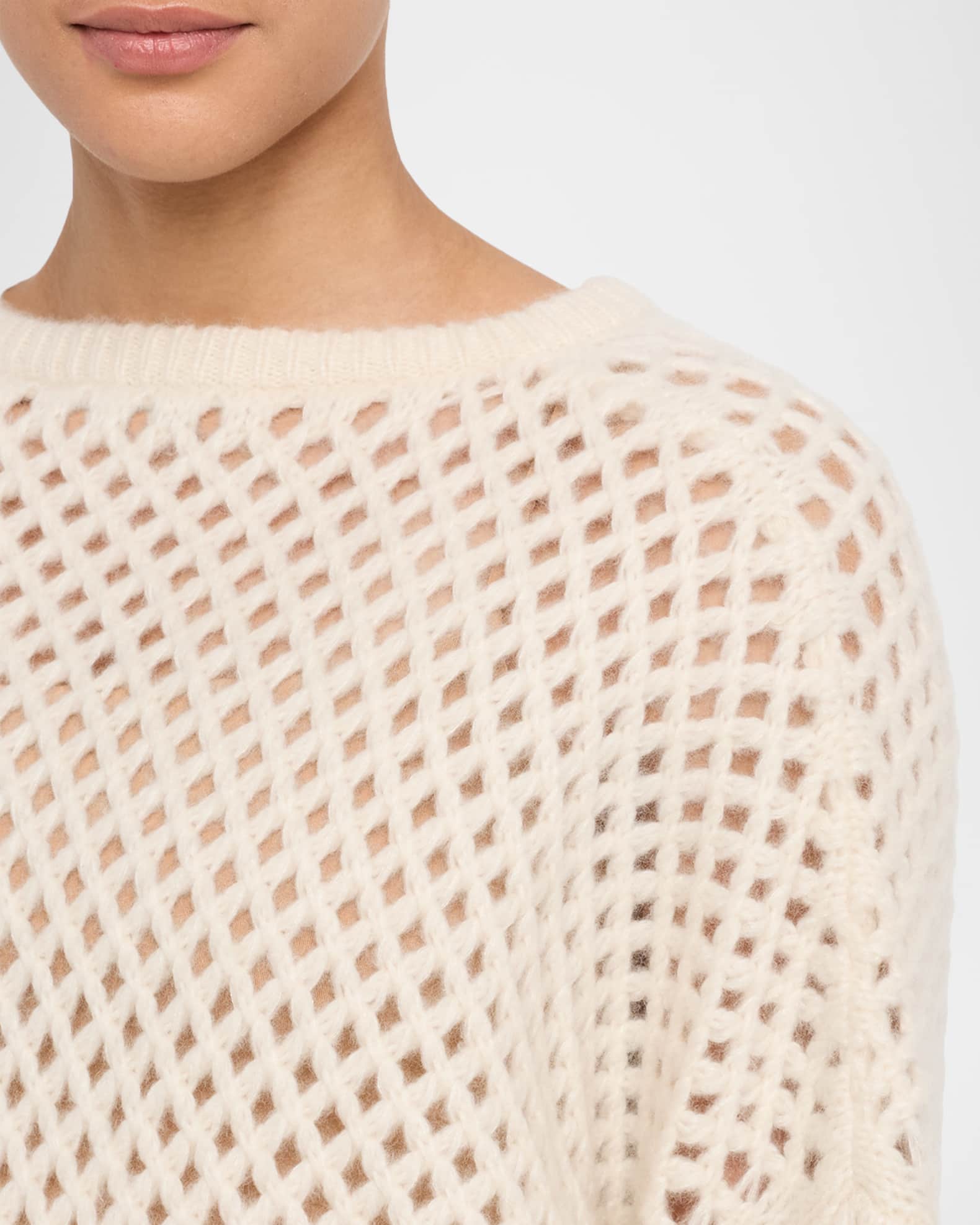 Max Mara Essen Open-Knit Cashmere-Silk Sweater | Neiman Marcus