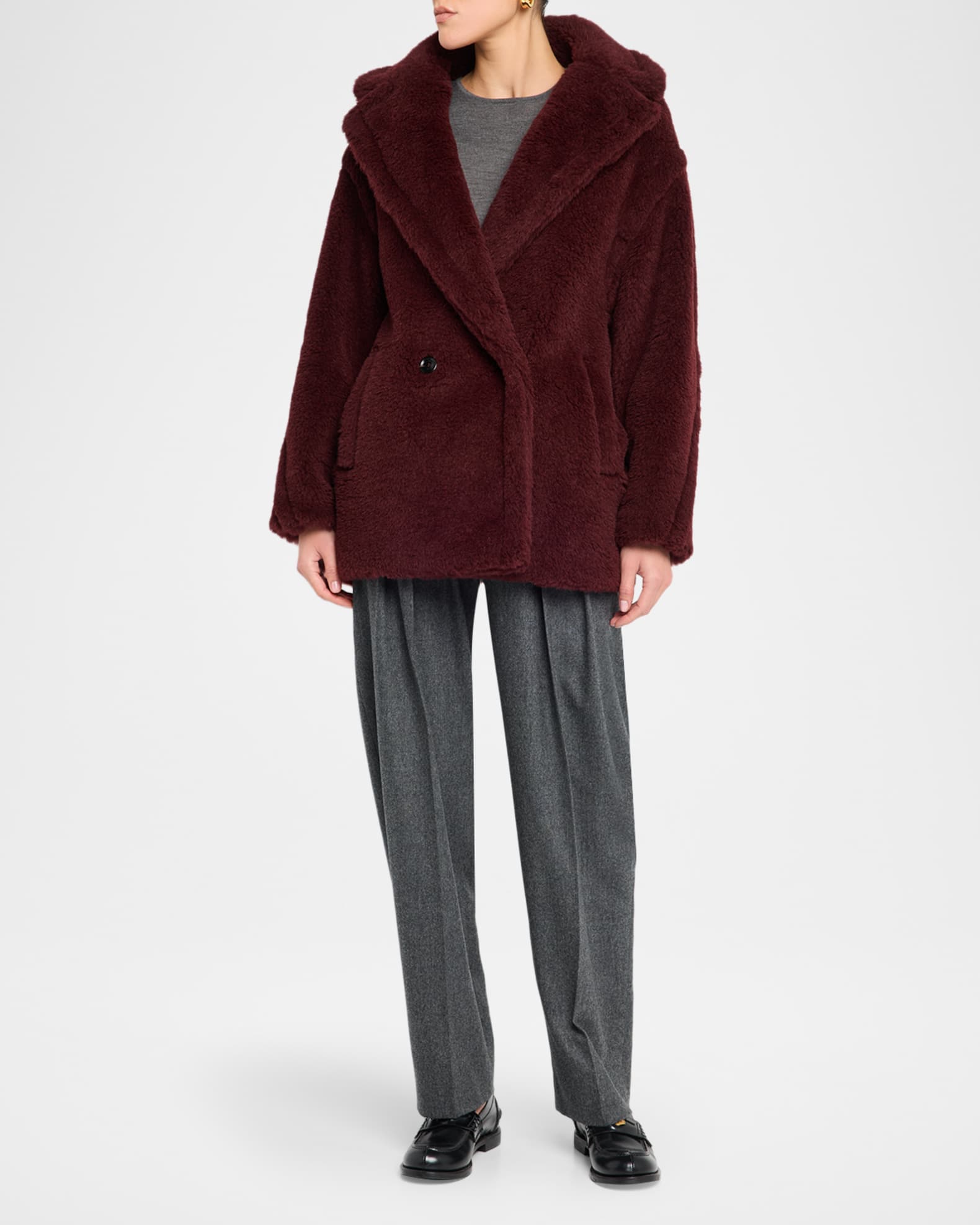 Max Mara Olga Faux Fur Double-Breasted Coat | Neiman Marcus