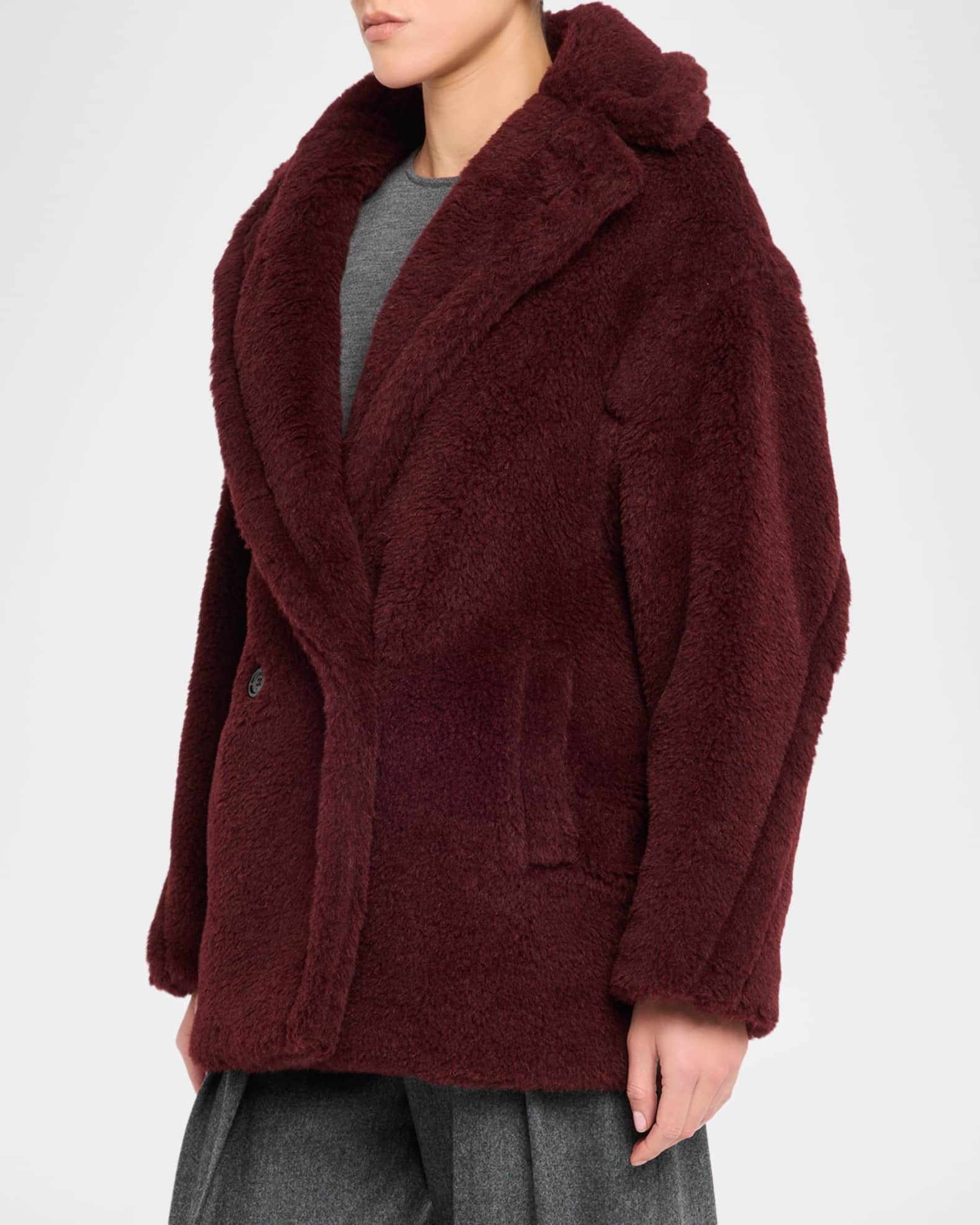 Max Mara Olga Faux Fur Double-Breasted Coat | Neiman Marcus