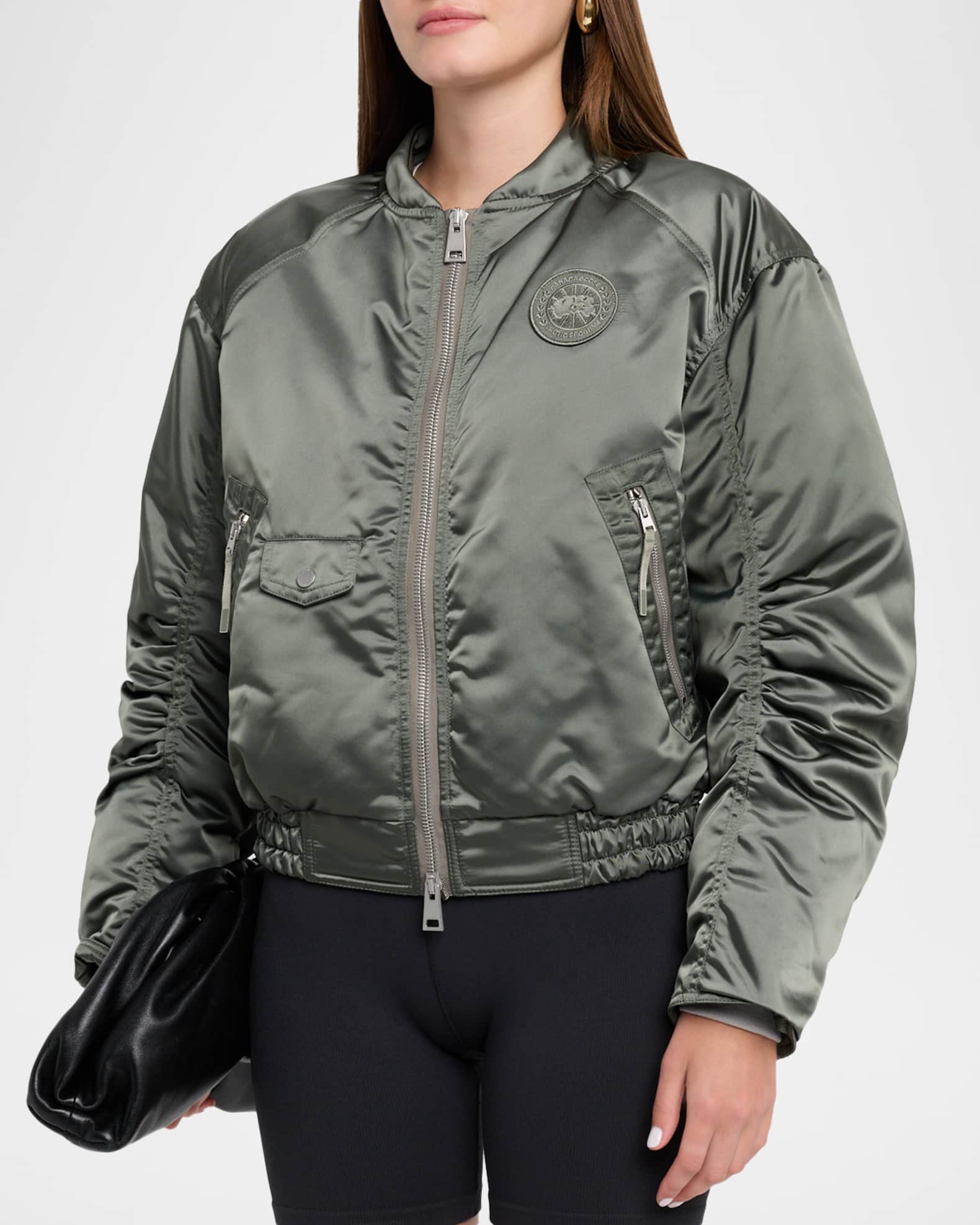 Canada Goose Jade Down Satin Bomber Jacket | Neiman Marcus