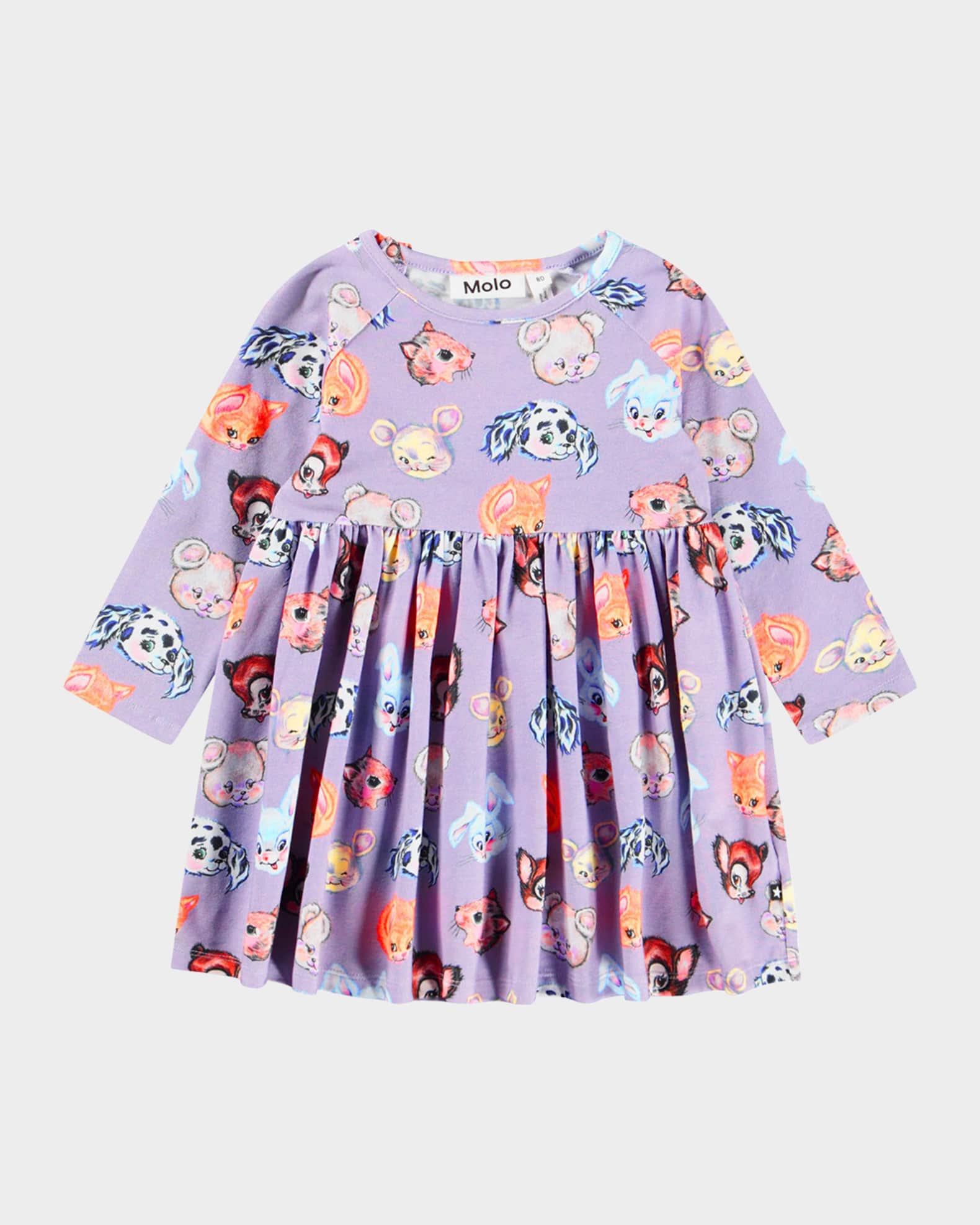 Molo Girl's Charmaine Animal-Print Long-Sleeve Dress, Size 6M-2 ...