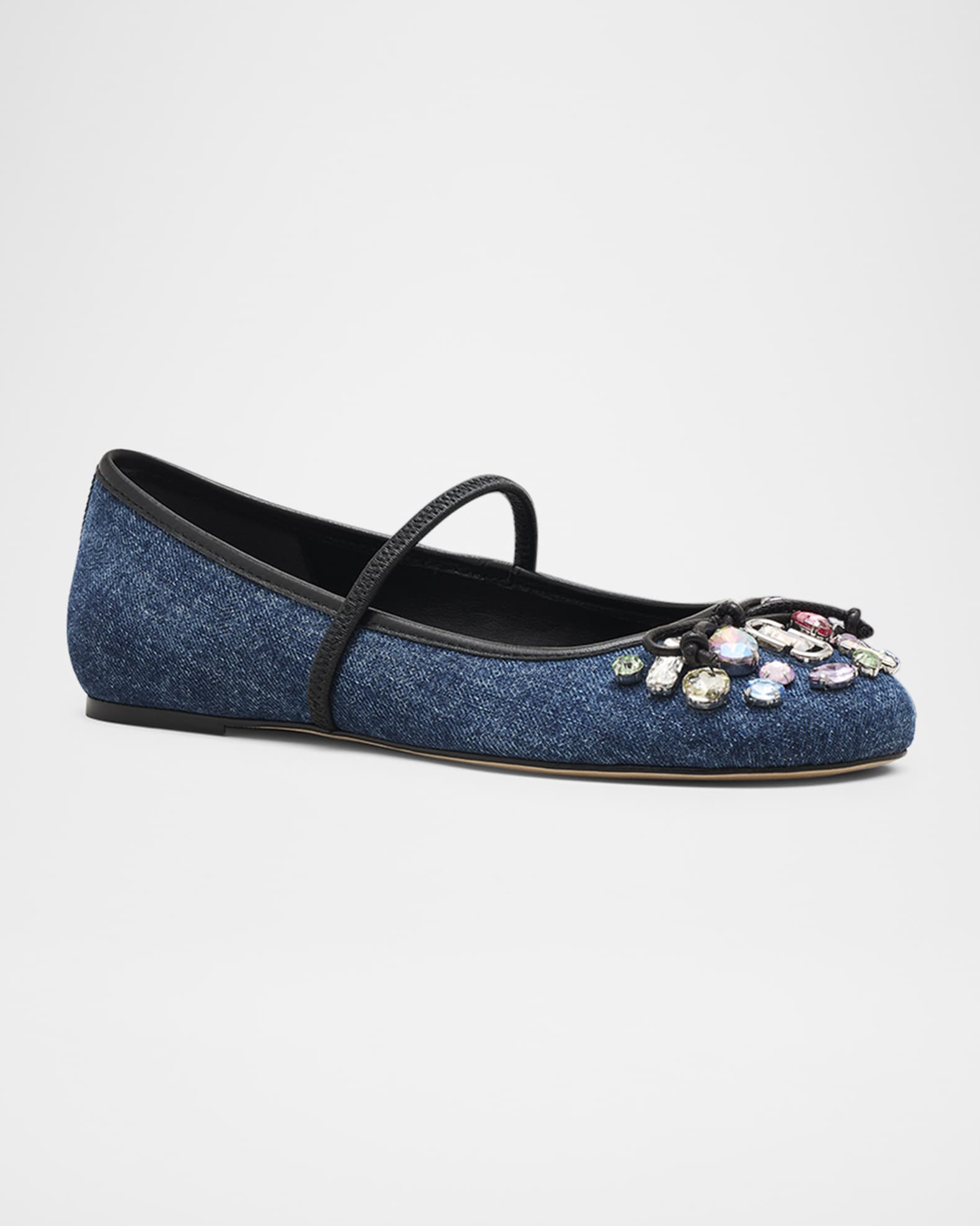 Marc Jacobs The Gem Denim Sabrina Ballerina Flats | Neiman Marcus