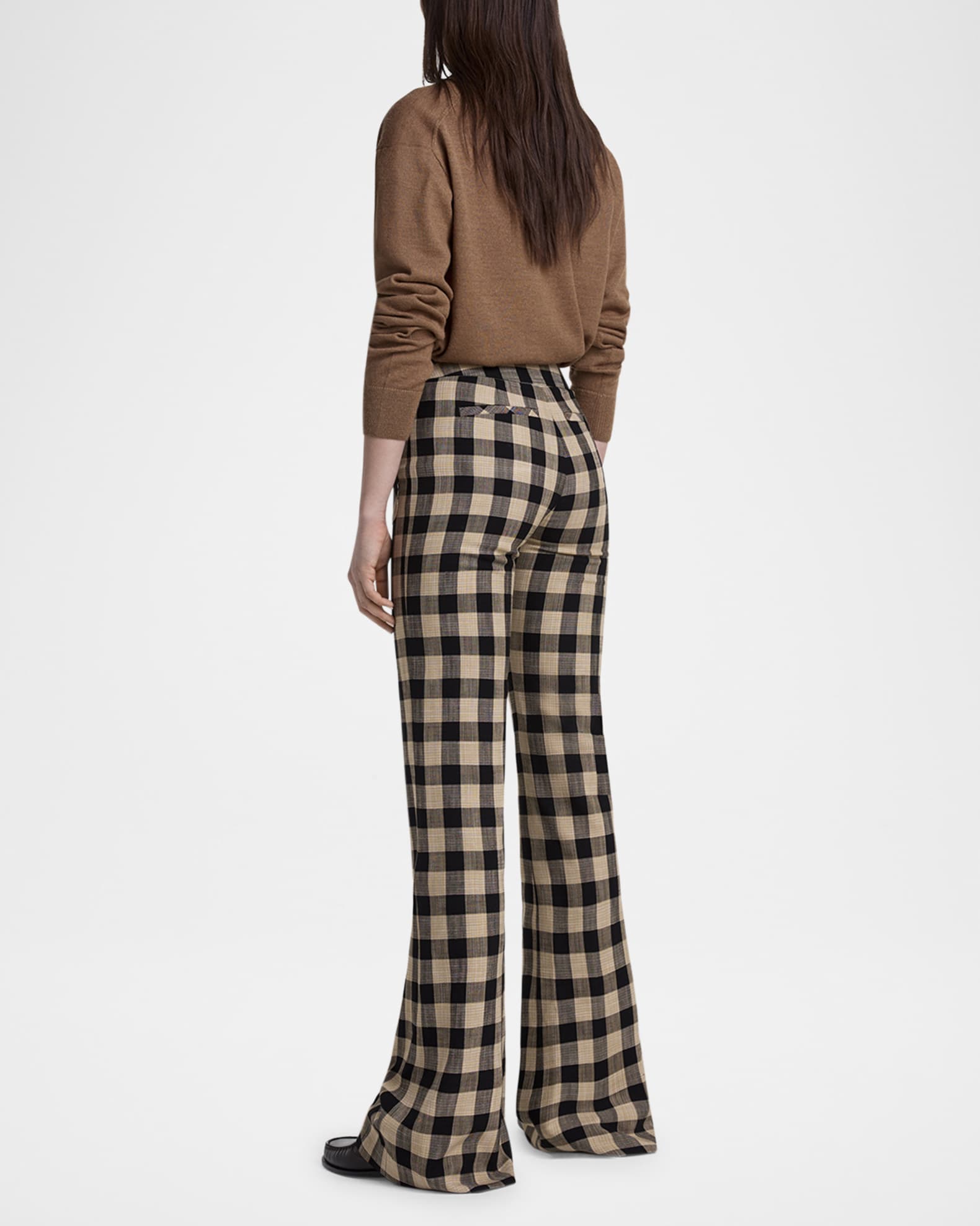 Smythe Gingham Classic Patch Pocket Bootcut Pants | Neiman Marcus