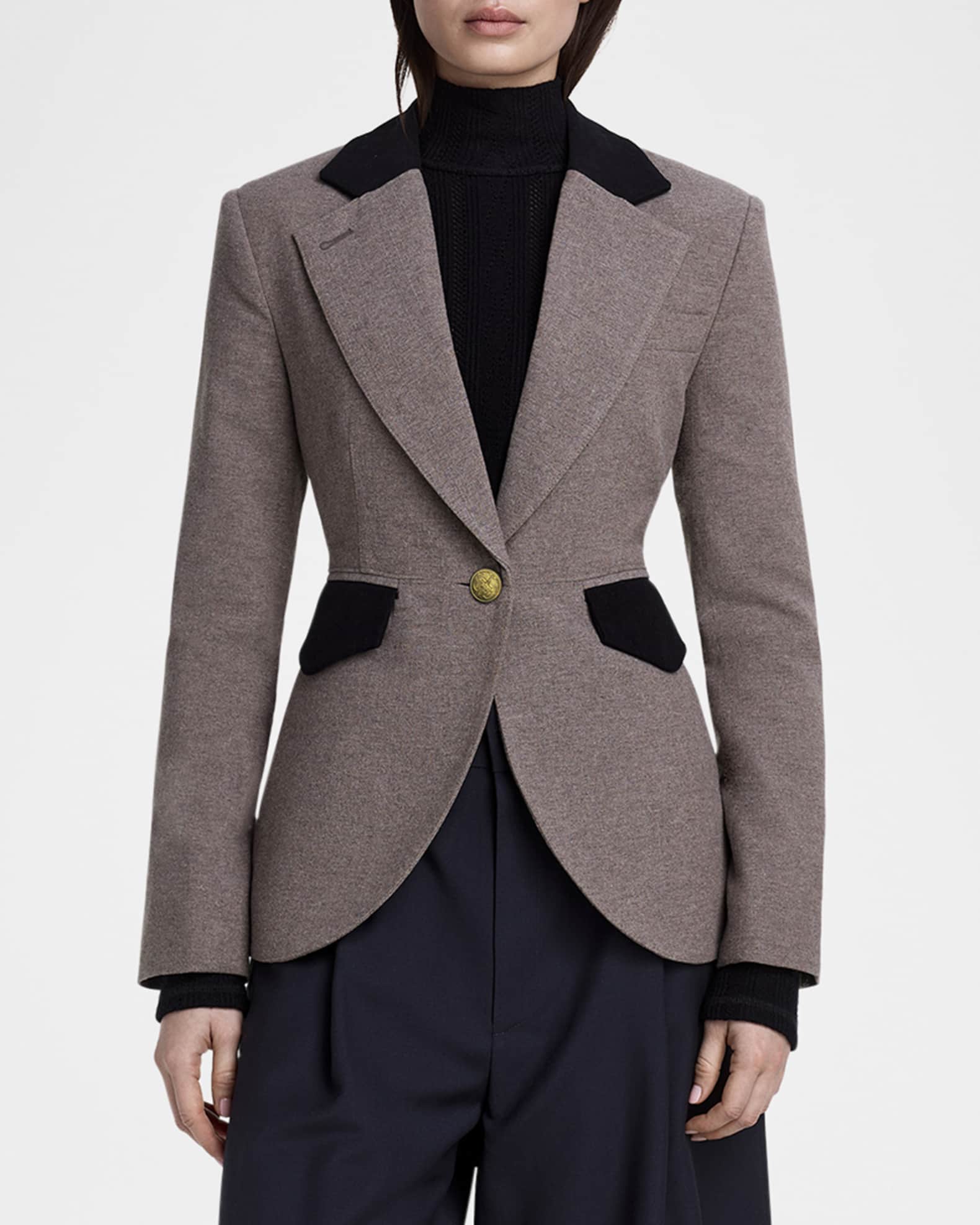 Smythe Blocked Seamed Blazer | Neiman Marcus