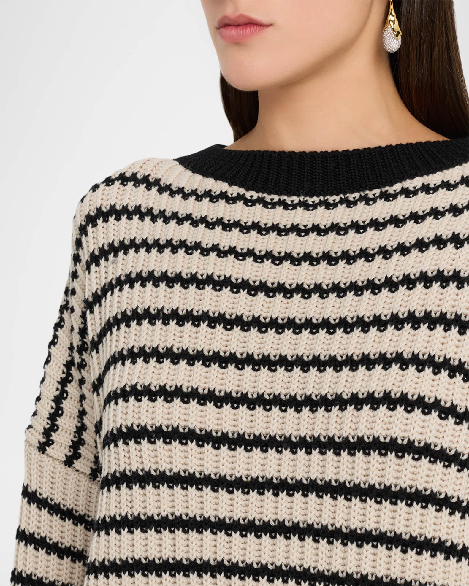 Weekend Max Mara Ezor Fisherman's Rib Crewneck Sweater | Neiman Marcus