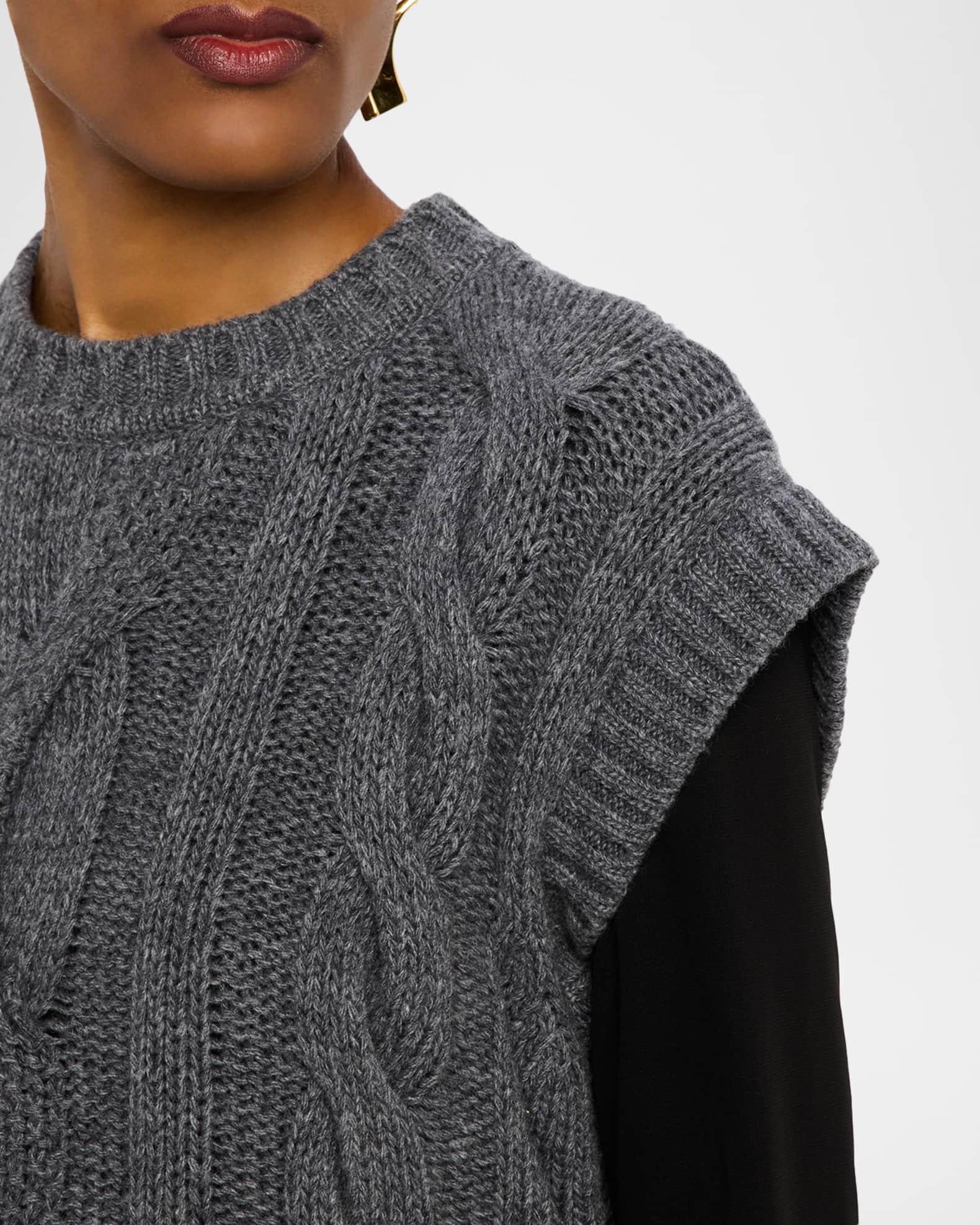 Weekend Max Mara Cable-Knit Vest & Pleated Jersey Midi Dress | Neiman ...