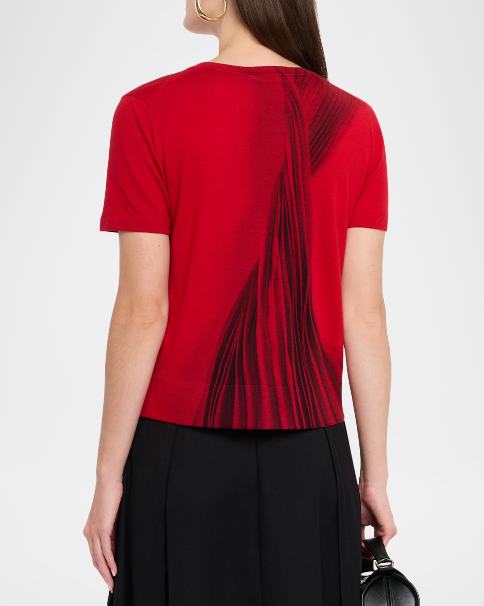 Jason Wu Collection Dancing Pleat Printed Short-Sleeve Knit Top ...