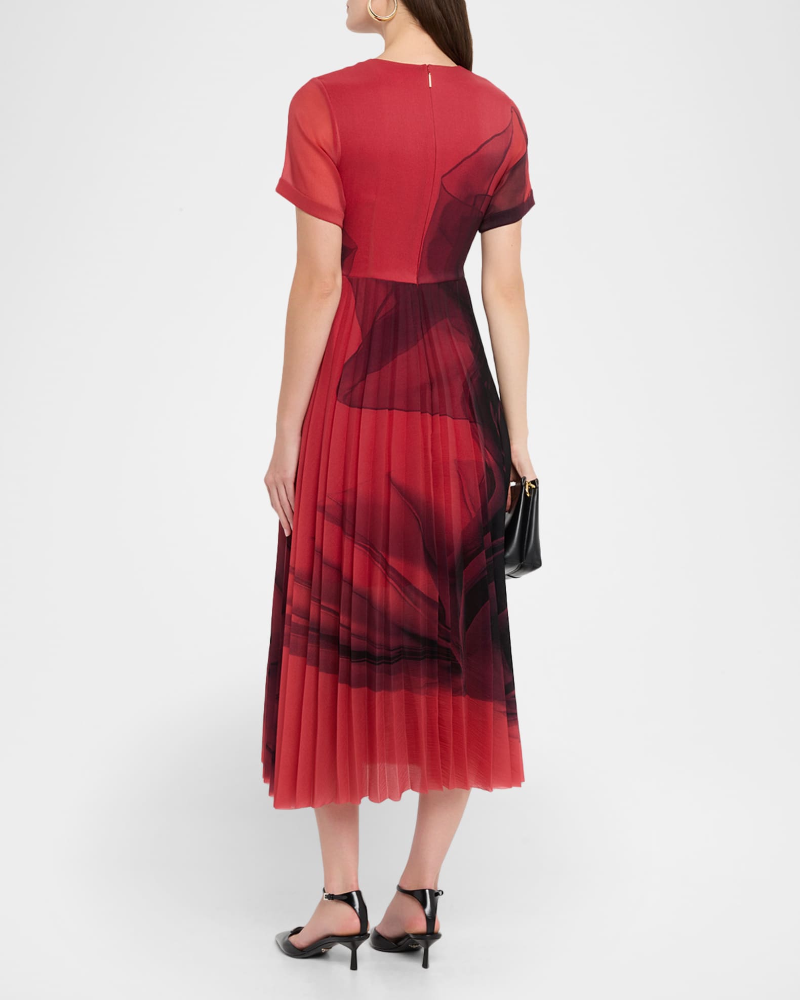 Jason Wu Collection Dancing Pleat Short-Sleeve Pleated Midi Dress ...