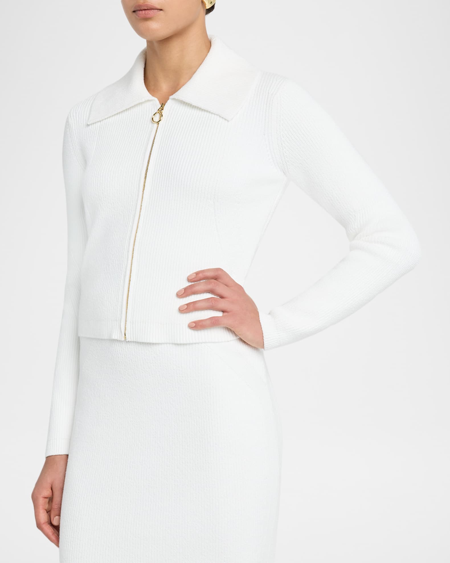 St. John Rib-Knit Zip Jacket | Neiman Marcus
