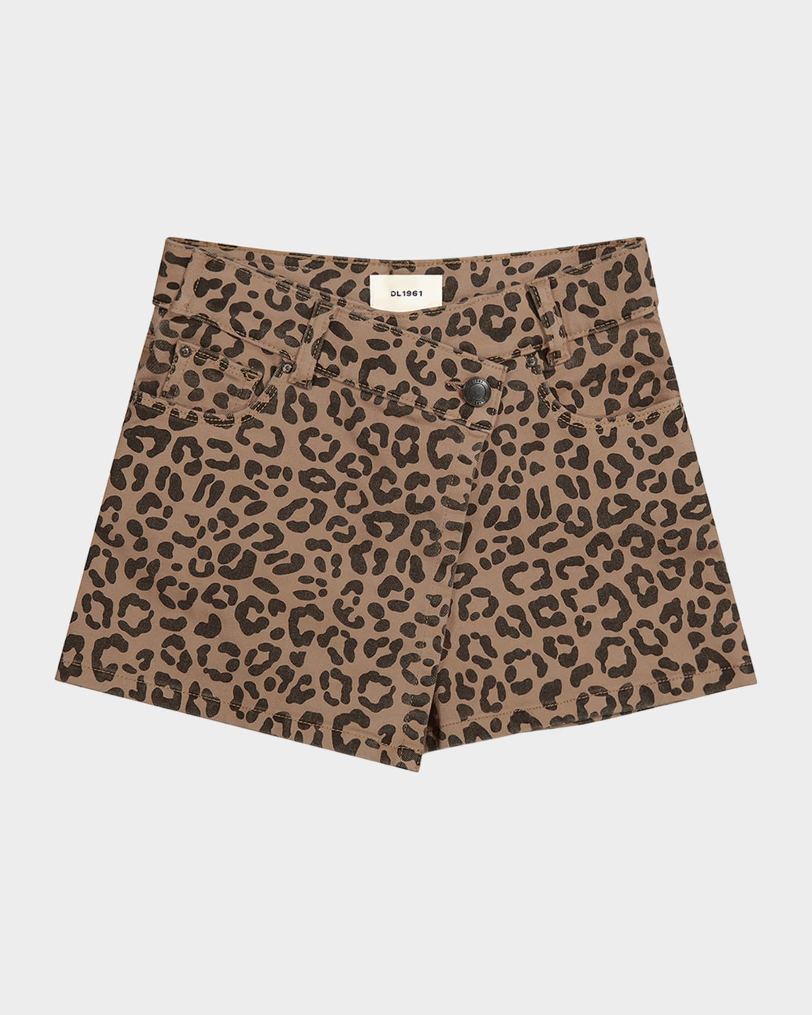 DL1961 Girl's Lola Leopard-Print Mini Skort, Size 7-16 | Neiman Marcus