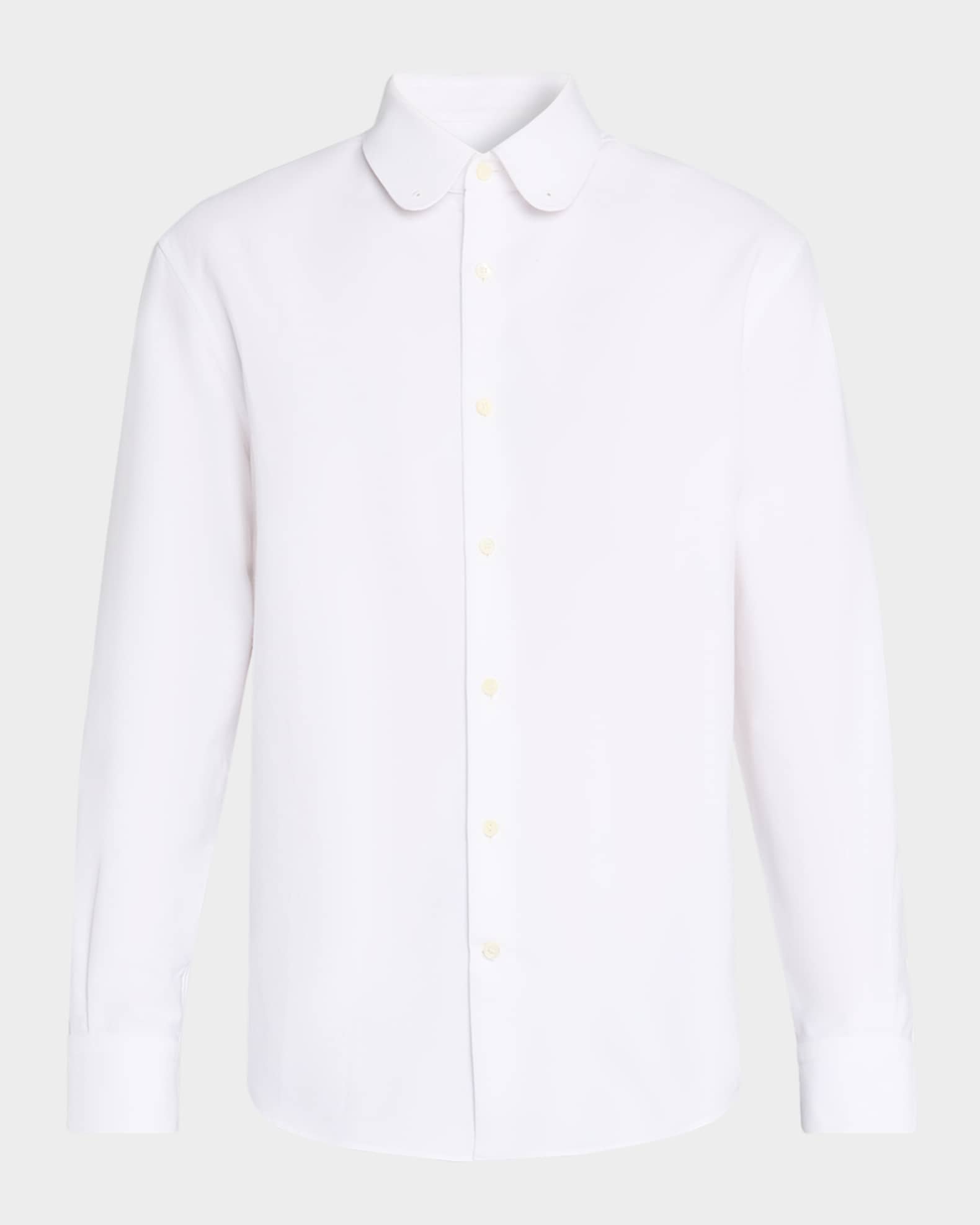 Loro Piana Men's Elia Cotton Round-Collar Sport Shirt | Neiman Marcus