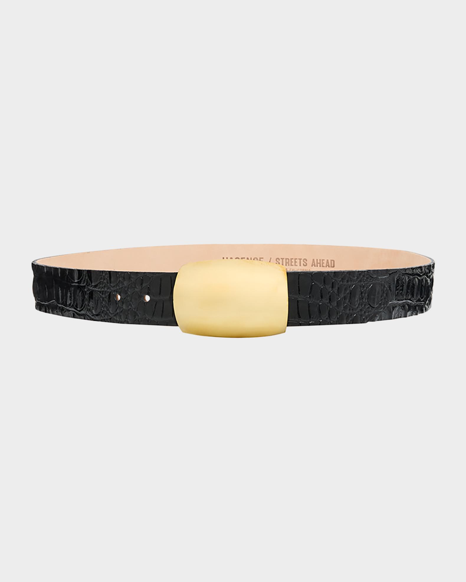L'Agence Milou Croc-Embossed Leather Belt | Neiman Marcus