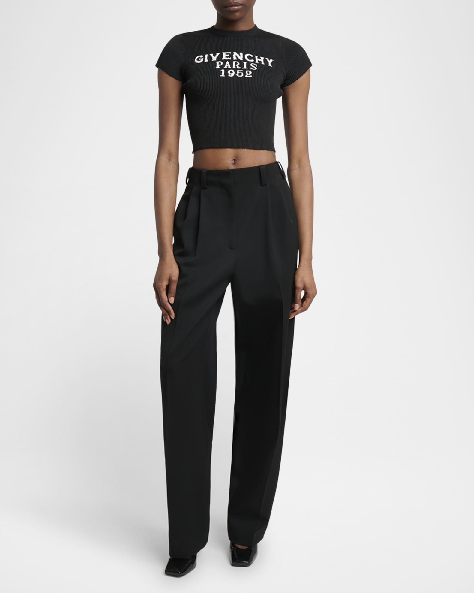 Givenchy Slashed Double-Pleated Tapered-Leg Trousers | Neiman Marcus