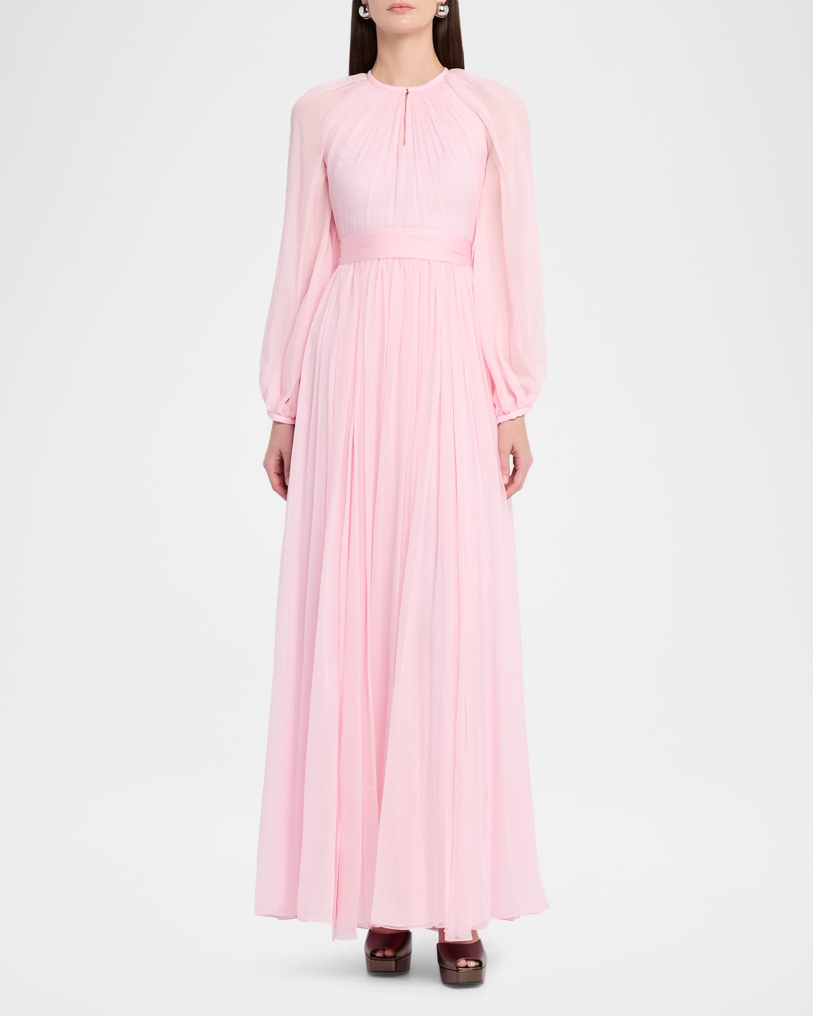 Givenchy Balloon-Sleeve Silk Chiffon Gown | Neiman Marcus