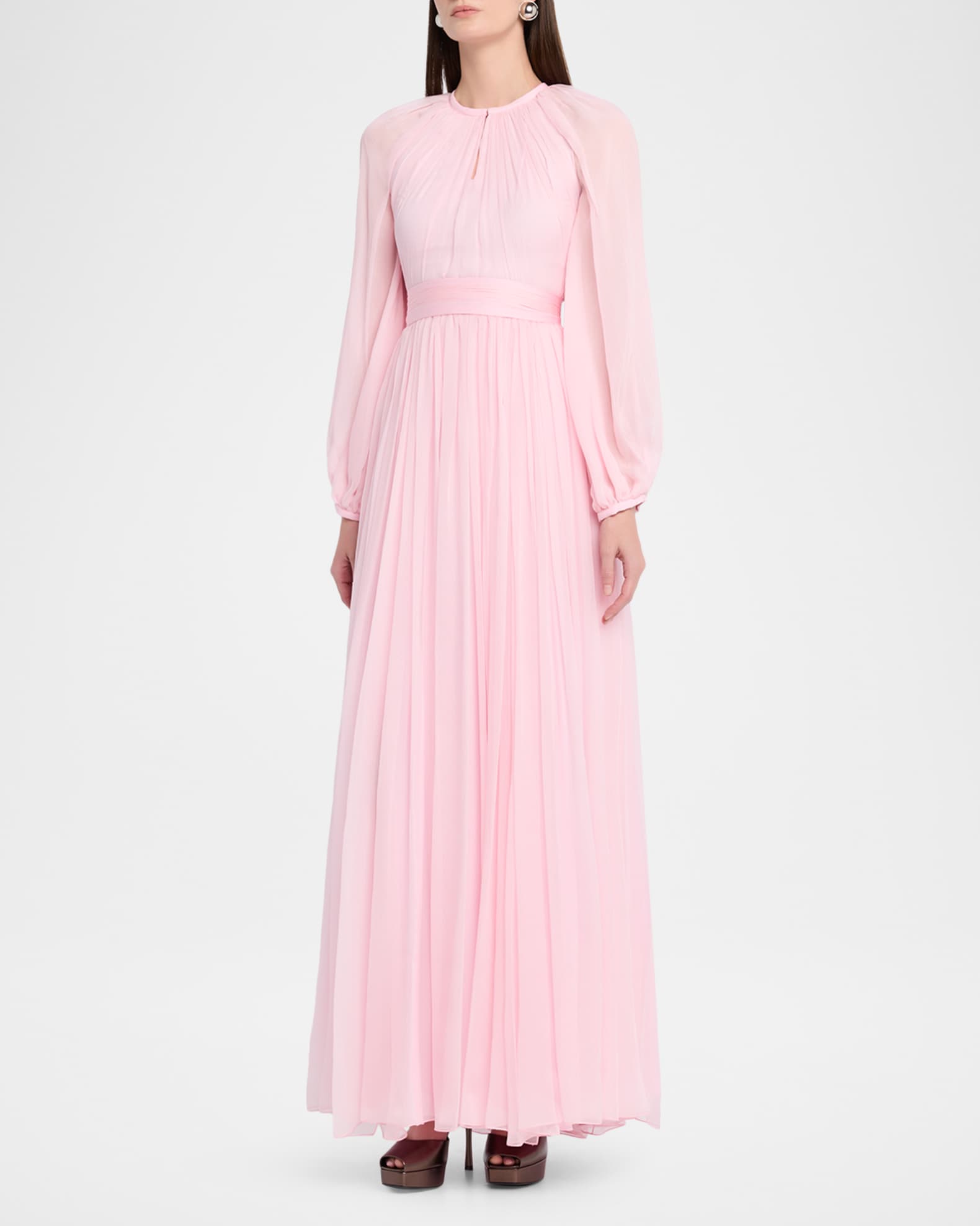 Givenchy Balloon-Sleeve Silk Chiffon Gown | Neiman Marcus
