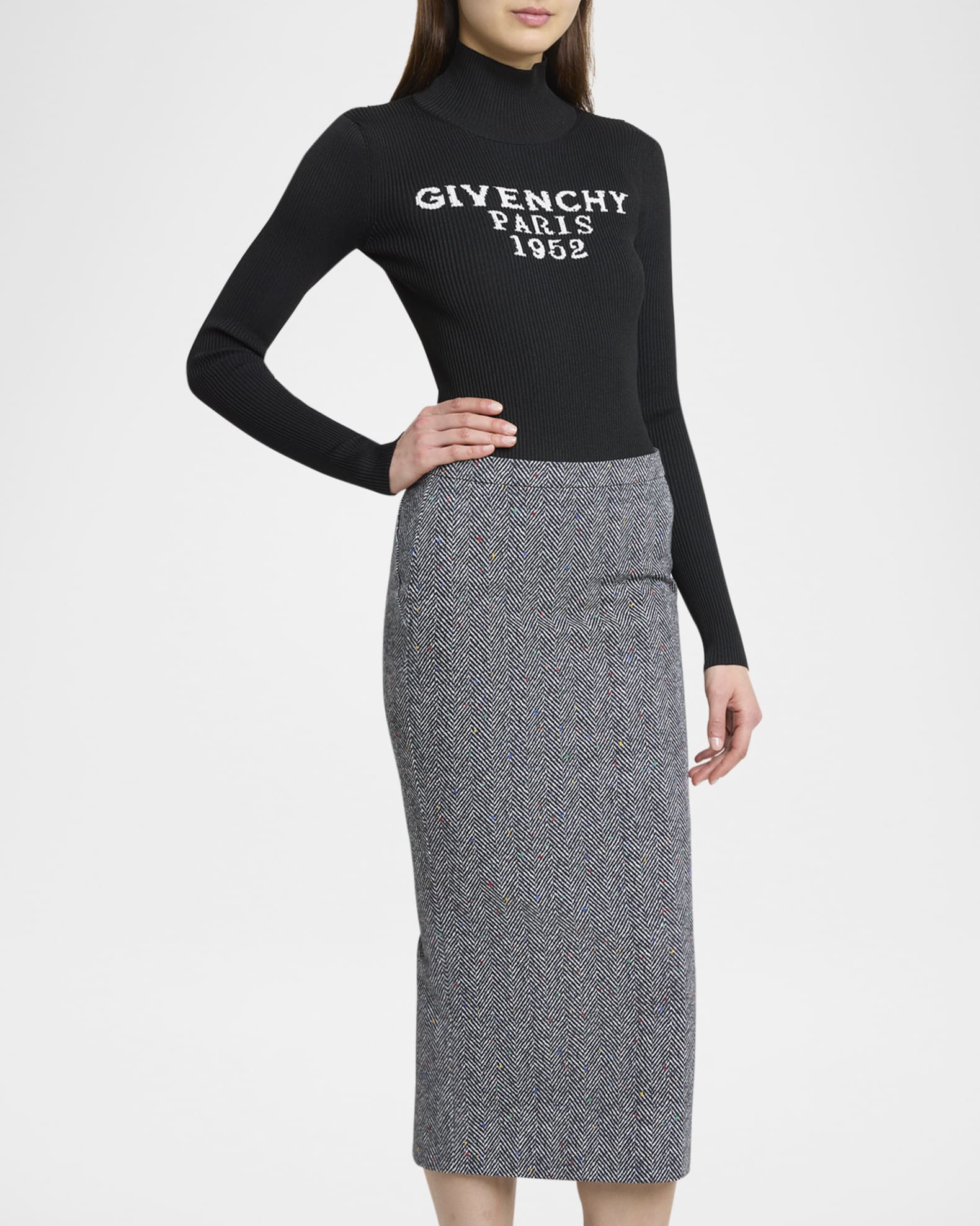 Givenchy High-Neck Logo-Print Bodysuit | Neiman Marcus