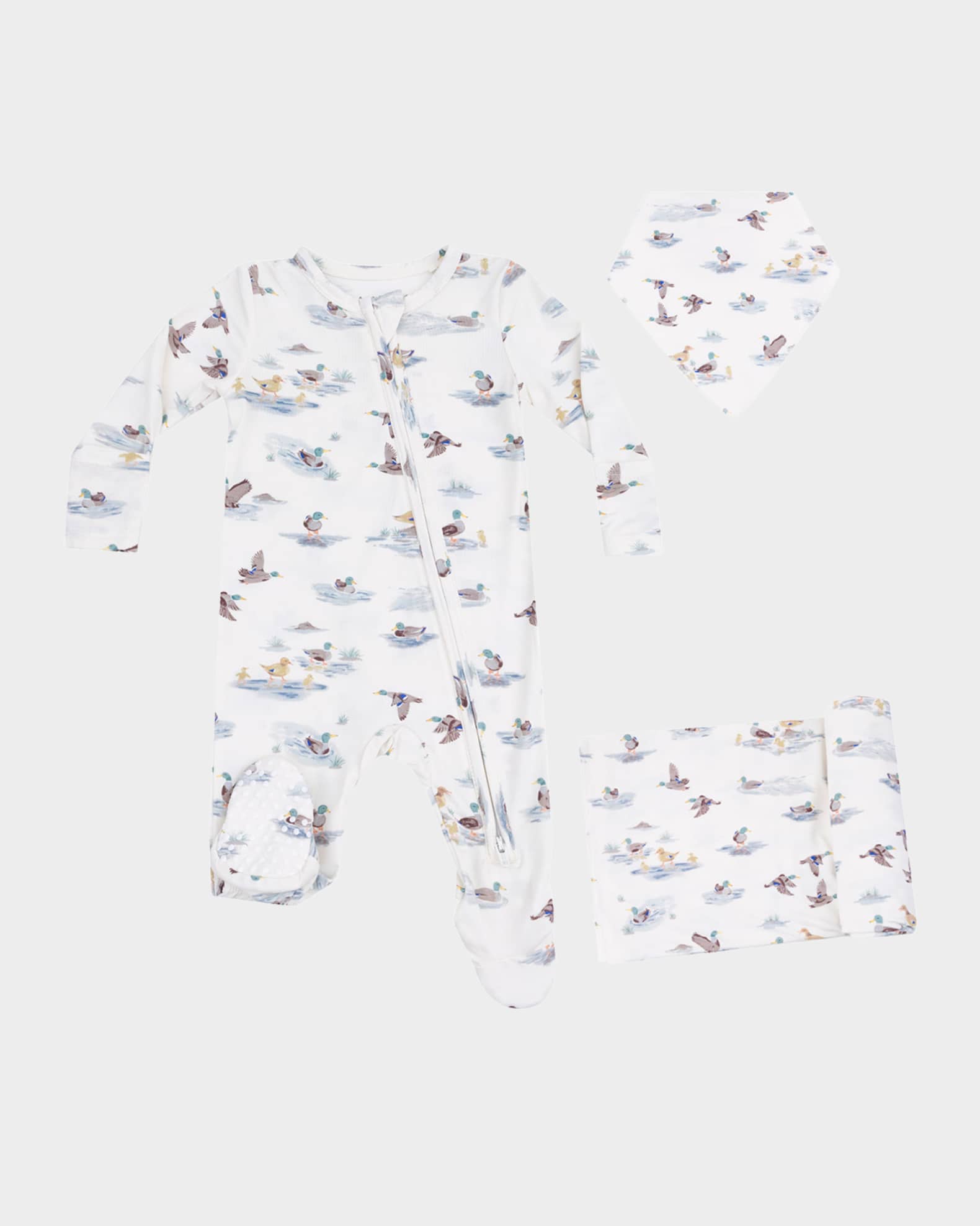 Angel Dear Boy's Migrating Mallards 2-Way Zip Footie Romper, Swaddle ...