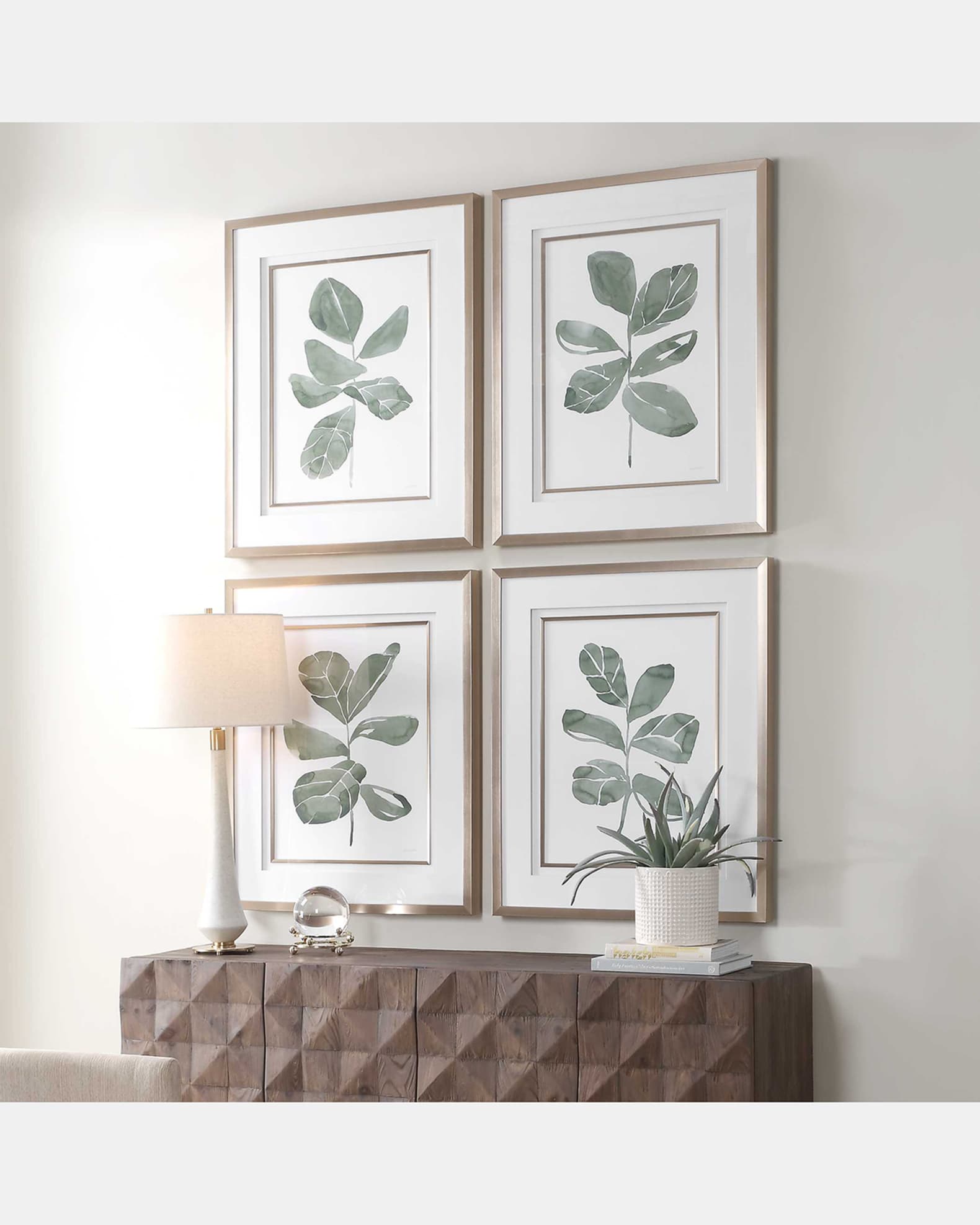 "Fiddle Head Leaf" Framed Botanical Prints by Haley Knighten, Set of 4 ...