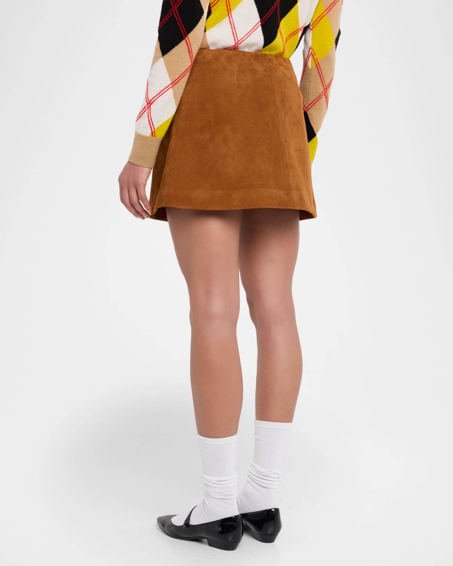 Marc Jacobs Suede Pleat Mini Skirt | Neiman Marcus