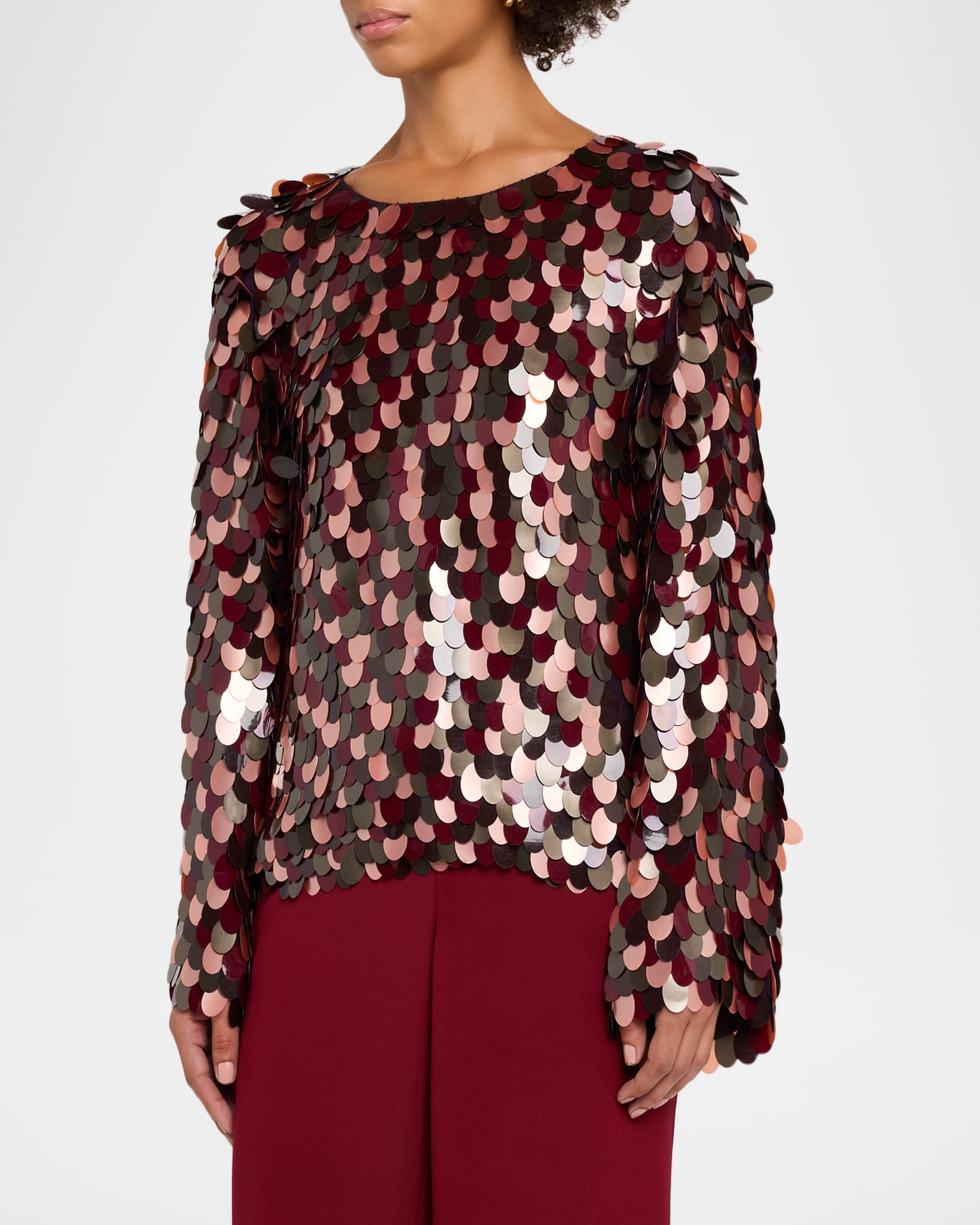 Dries Van Noten Paillette Embellished Long-Sleeve Top | Neiman Marcus