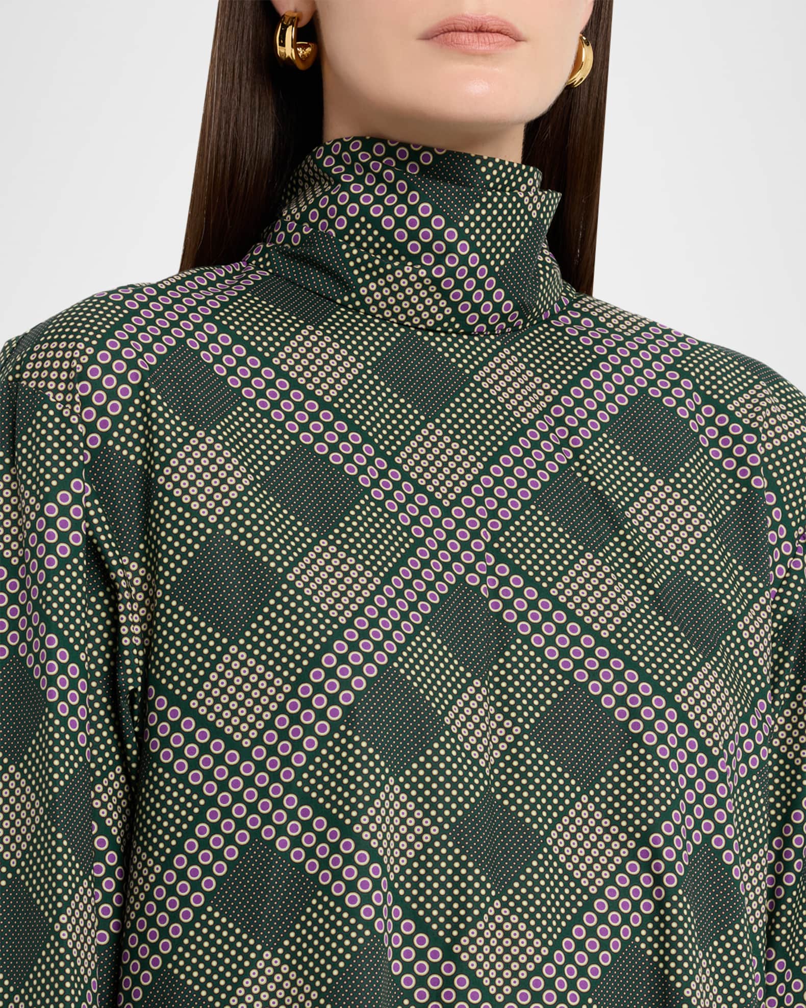 Dries Van Noten Doddy Scarf-Neck Check-Print Midi Dress | Neiman Marcus