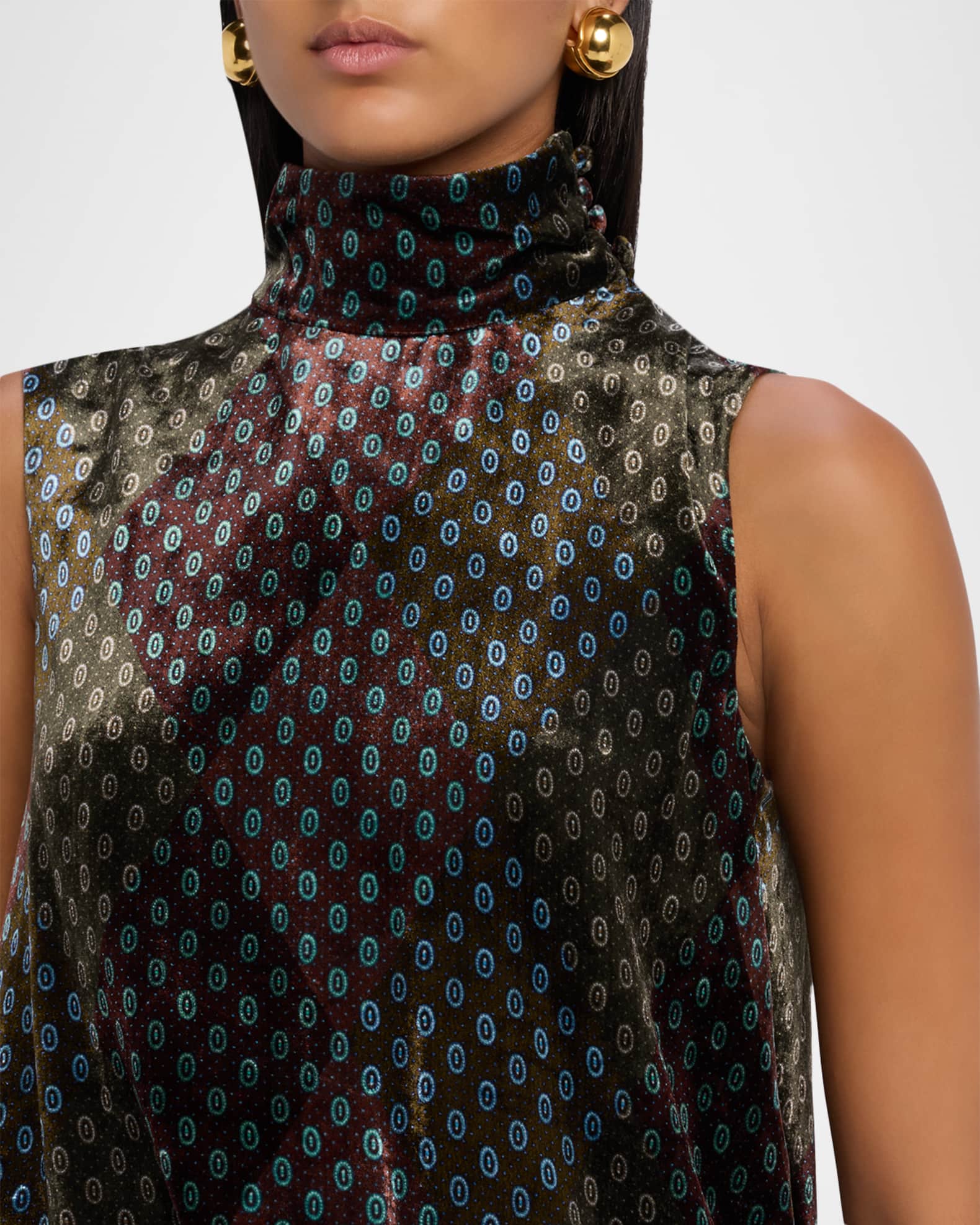 Dries Van Noten Debo Mock-Neck Draped Velvet Maxi Dress | Neiman Marcus