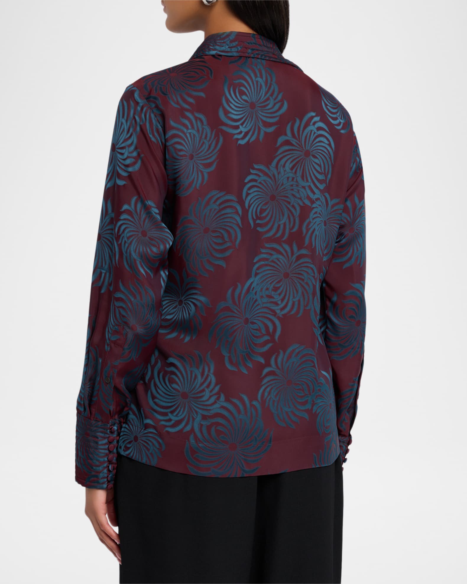 Dries Van Noten Calberton Printed Ruffle Wrap Blouse | Neiman Marcus