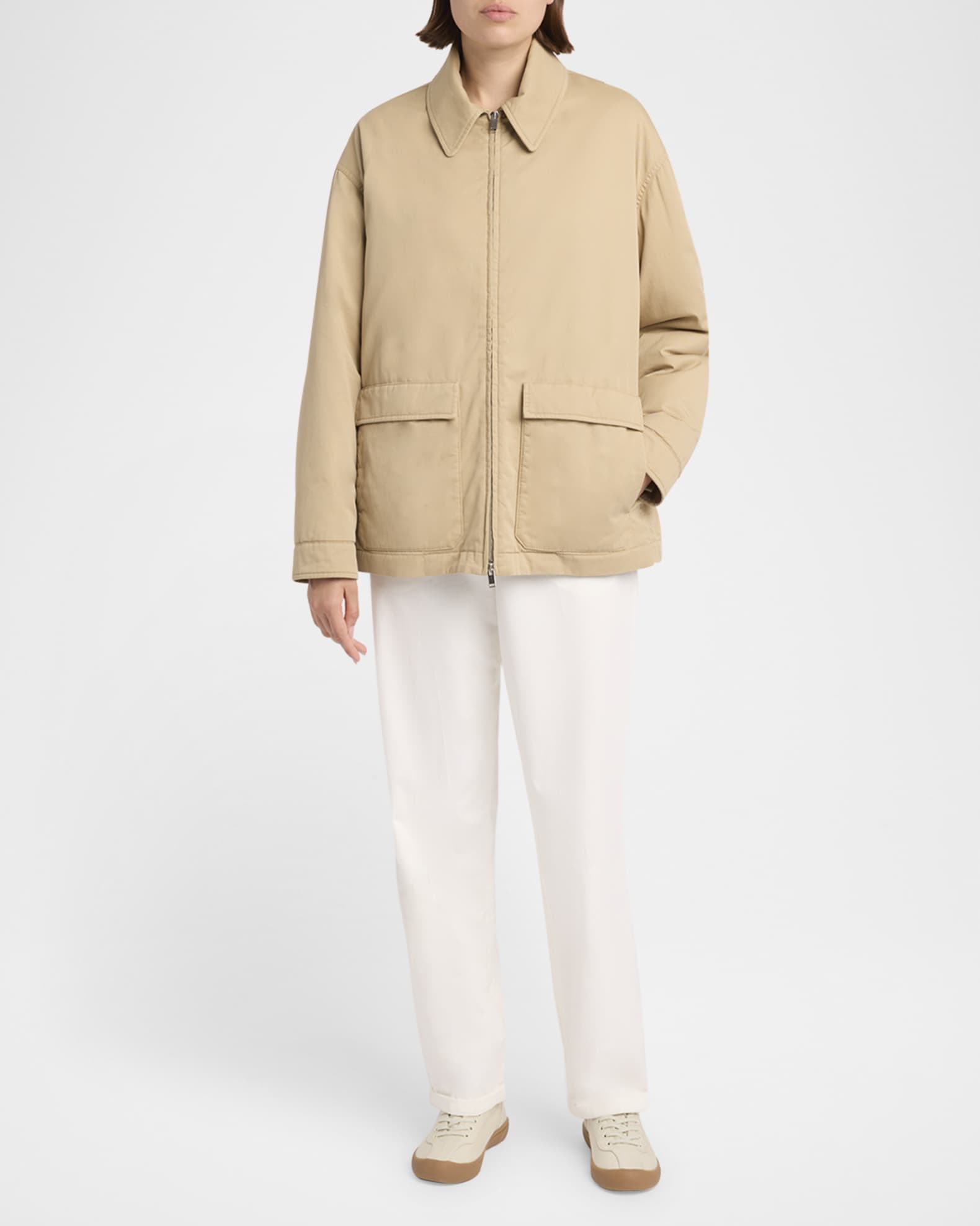 THE ROW Aurelius Cotton-Cashmere Zip Jacket | Neiman Marcus