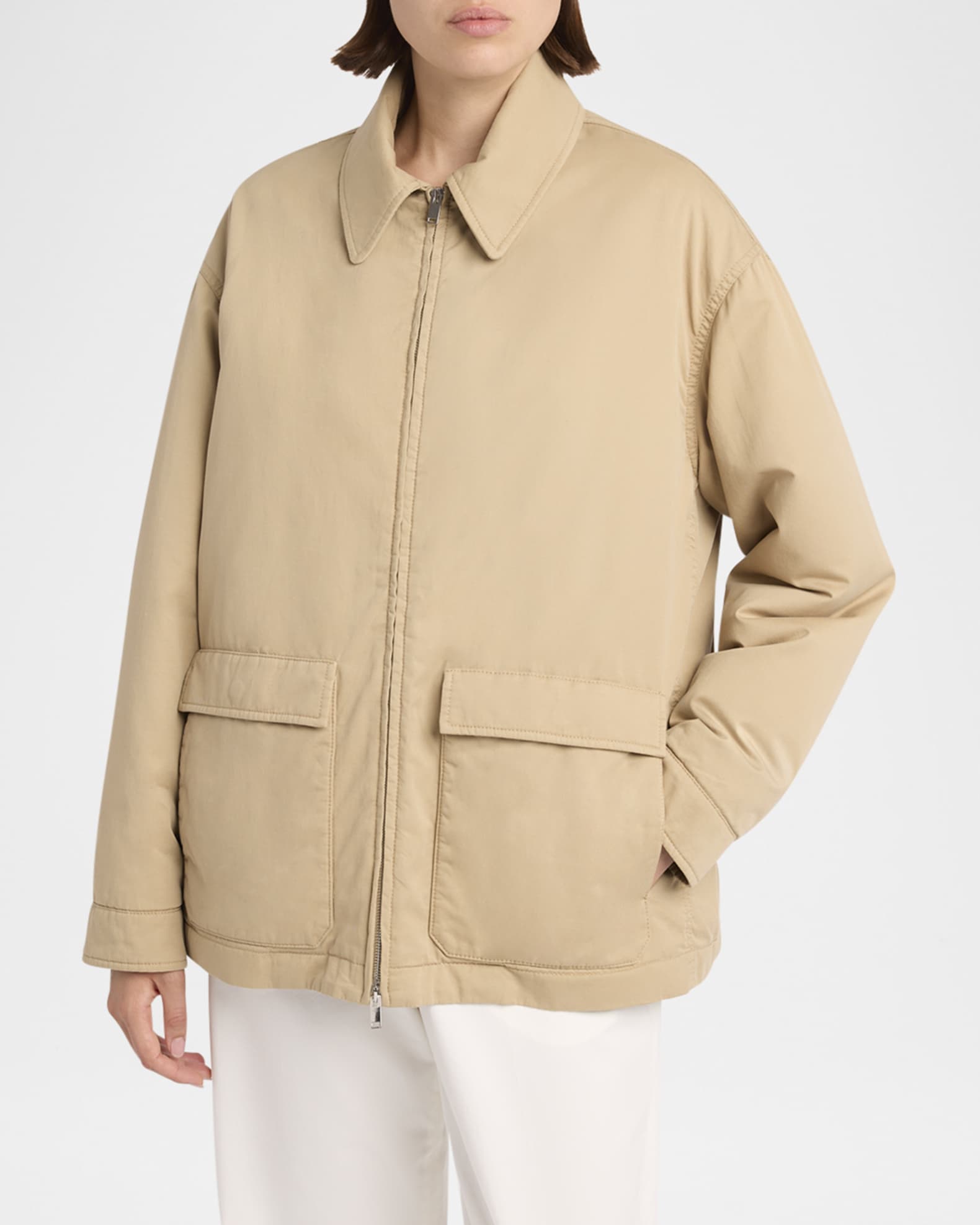 THE ROW Aurelius Cotton-Cashmere Zip Jacket | Neiman Marcus