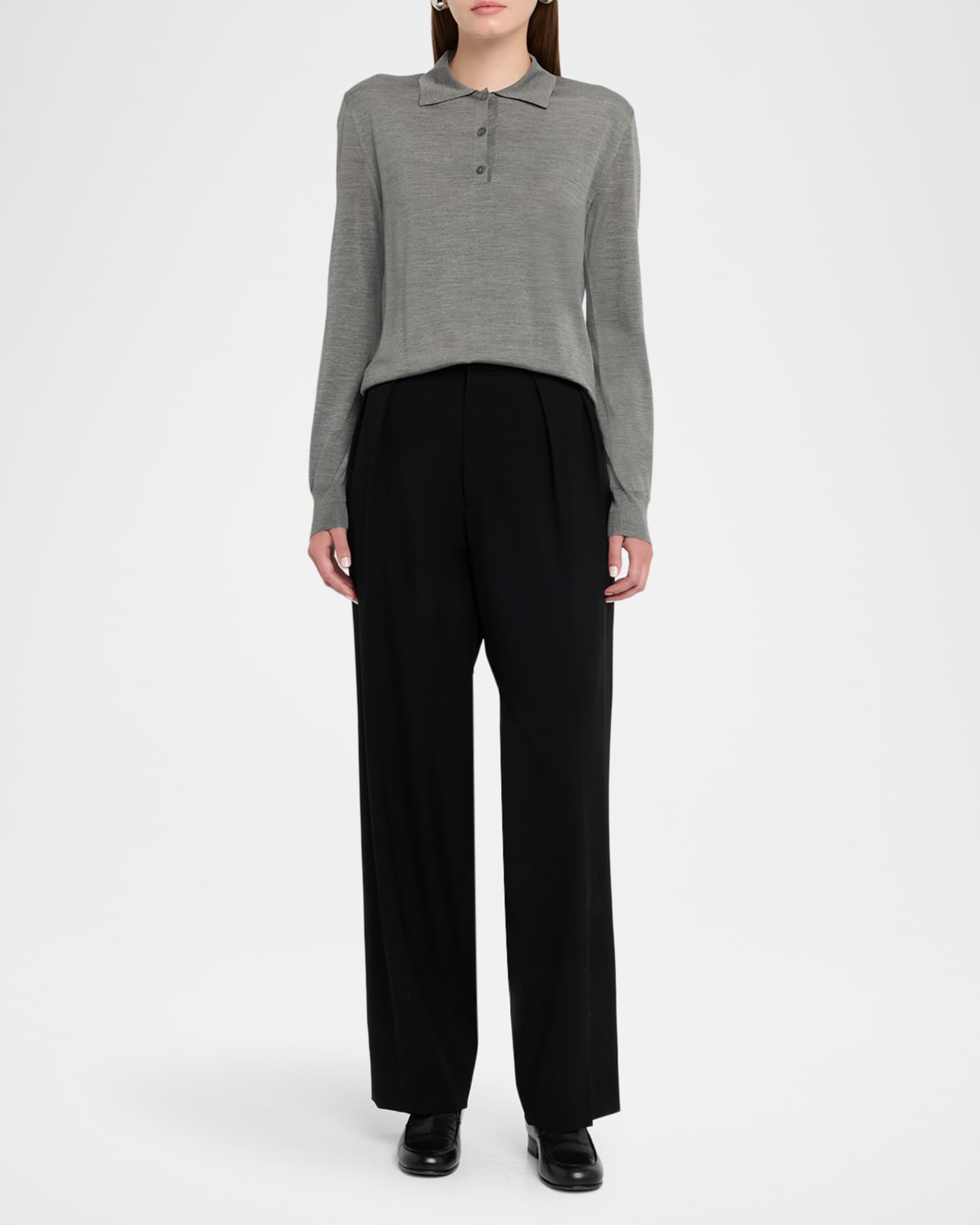 THE ROW Lilienne Silk Polo Top | Neiman Marcus