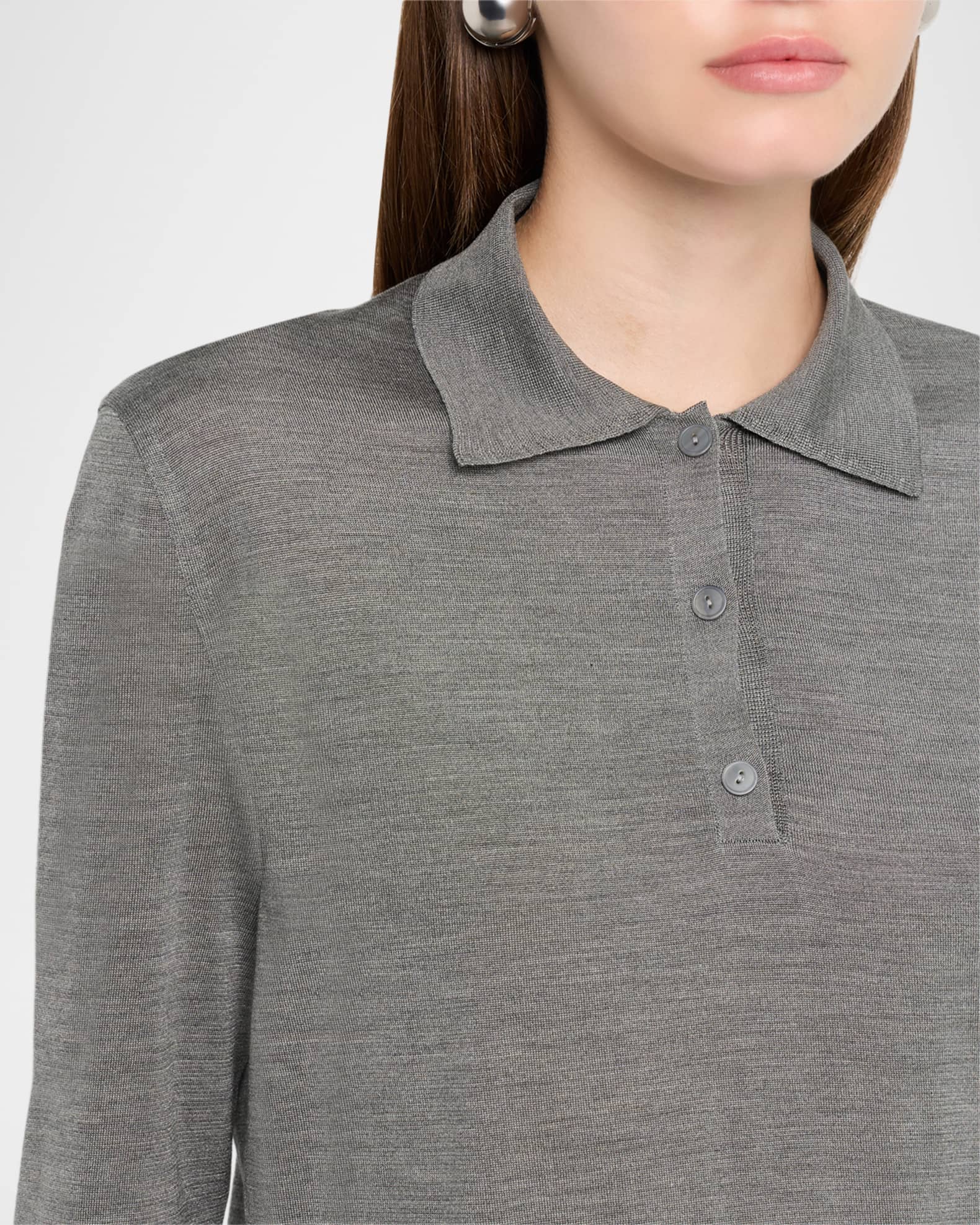 THE ROW Lilienne Silk Polo Top | Neiman Marcus