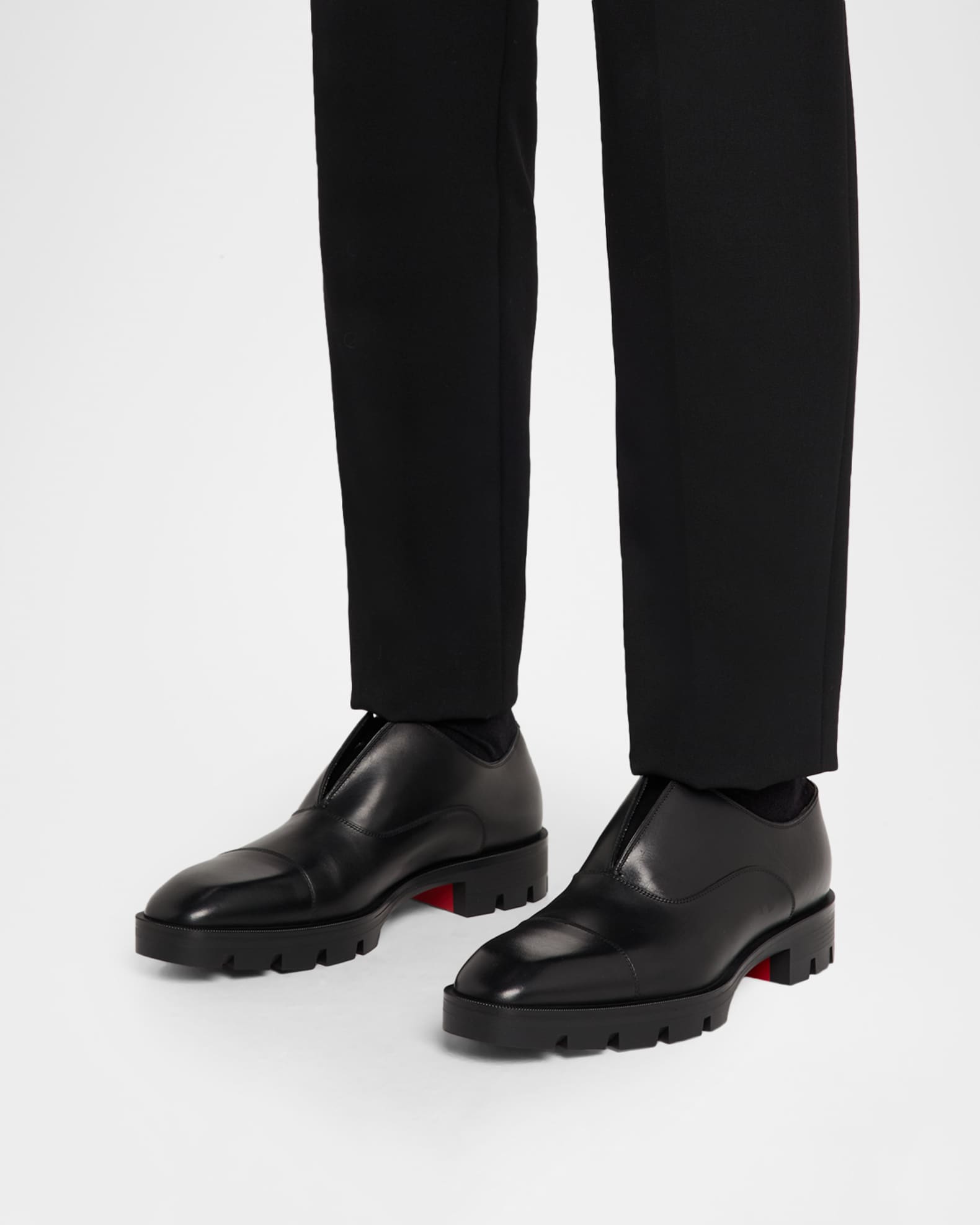 Christian Louboutin Men's Alpha Lion Flat Cap-Toe Lug-Sole Loafers ...
