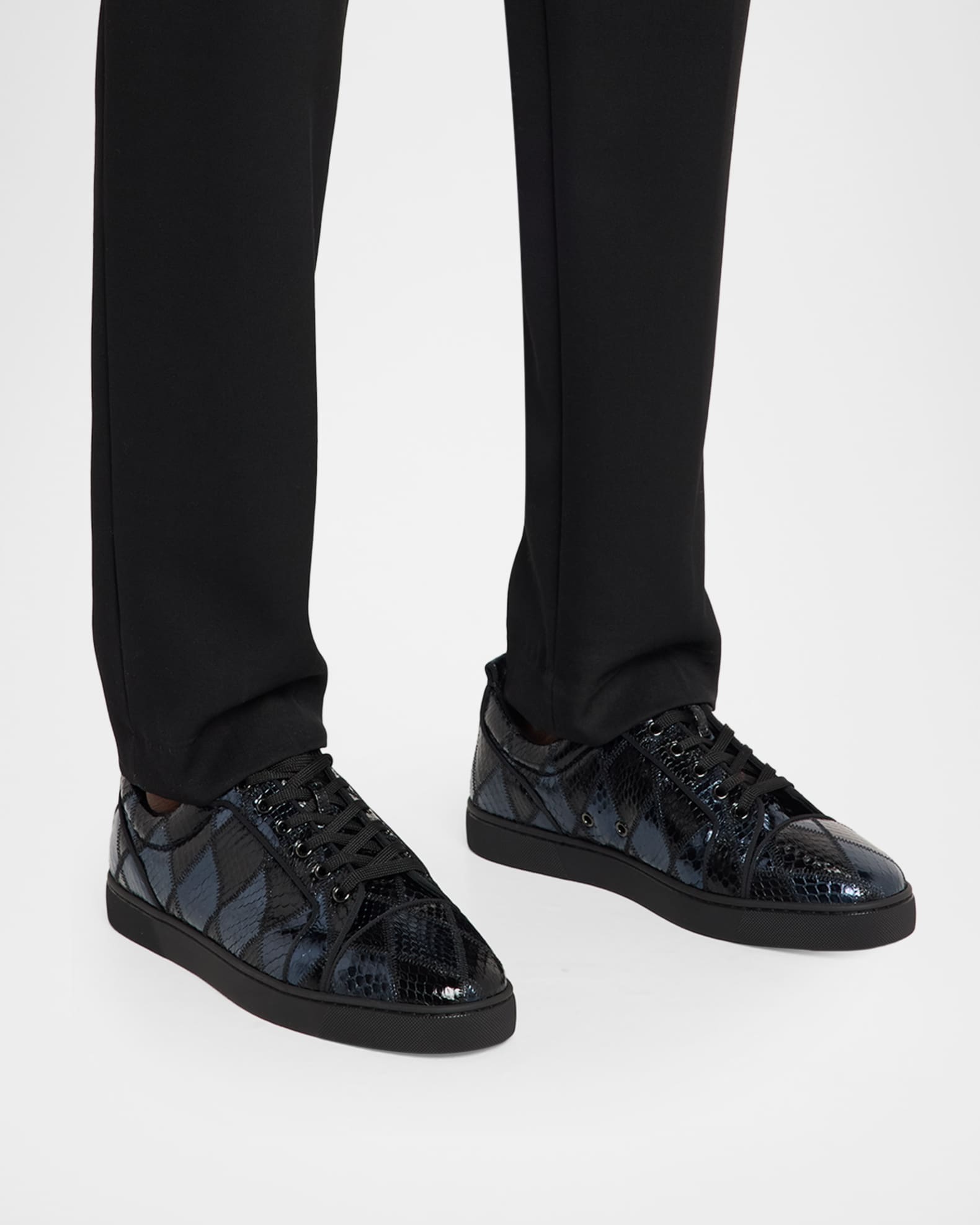 Christian Louboutin Men's Louis Junior Watersnake Leather Patchwork ...