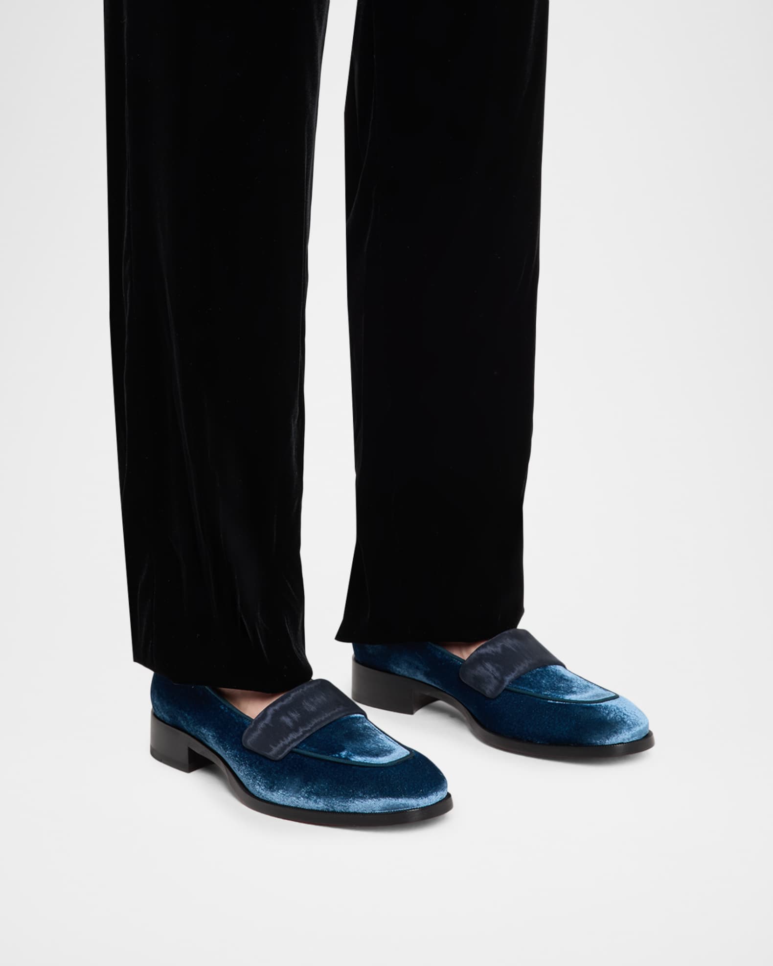 Christian Louboutin Men's O Louvre Velvet Loafers | Neiman Marcus