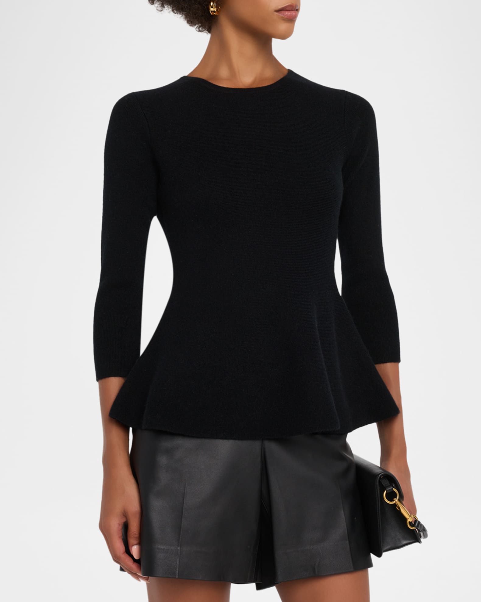 Neiman Marcus Cashmere Collection Cashmere Peplum Sweater | Neiman Marcus