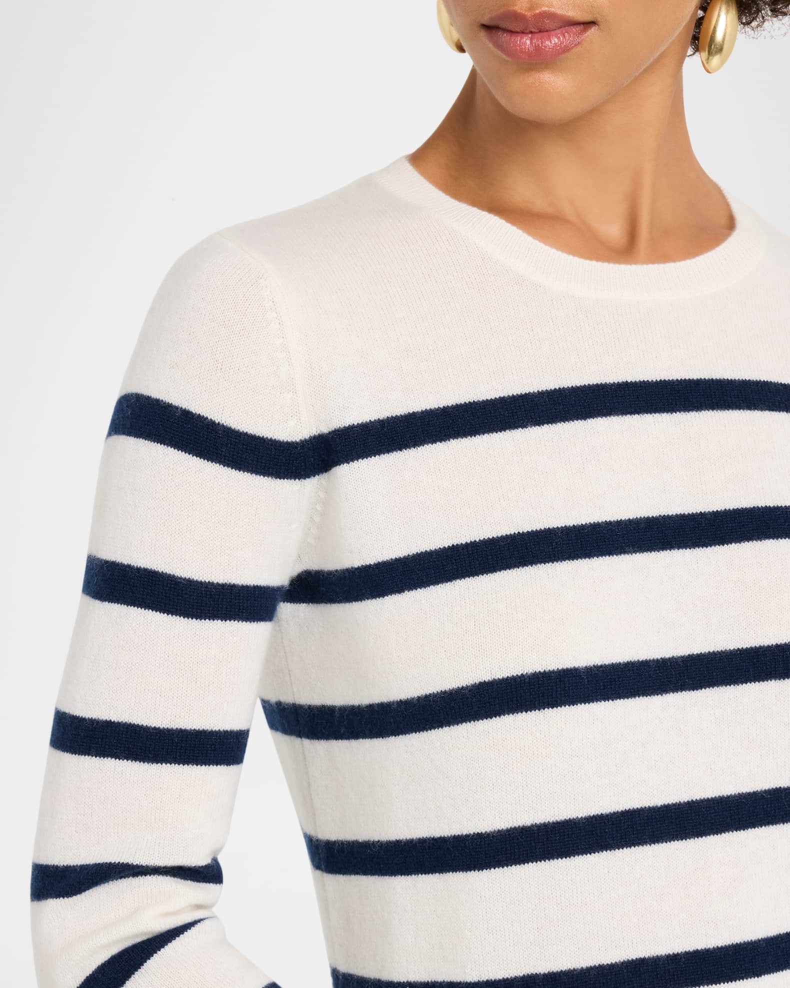 Neiman Marcus Cashmere Collection Cashmere Striped Crewneck | Neiman Marcus