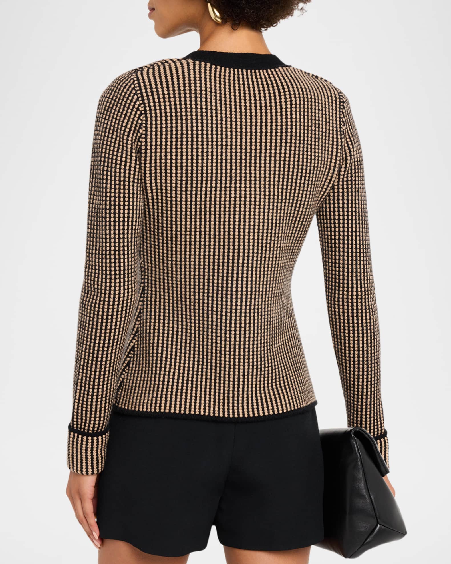 Neiman Marcus Cashmere Collection Cashmere Contrast Pique Knit Jacket ...