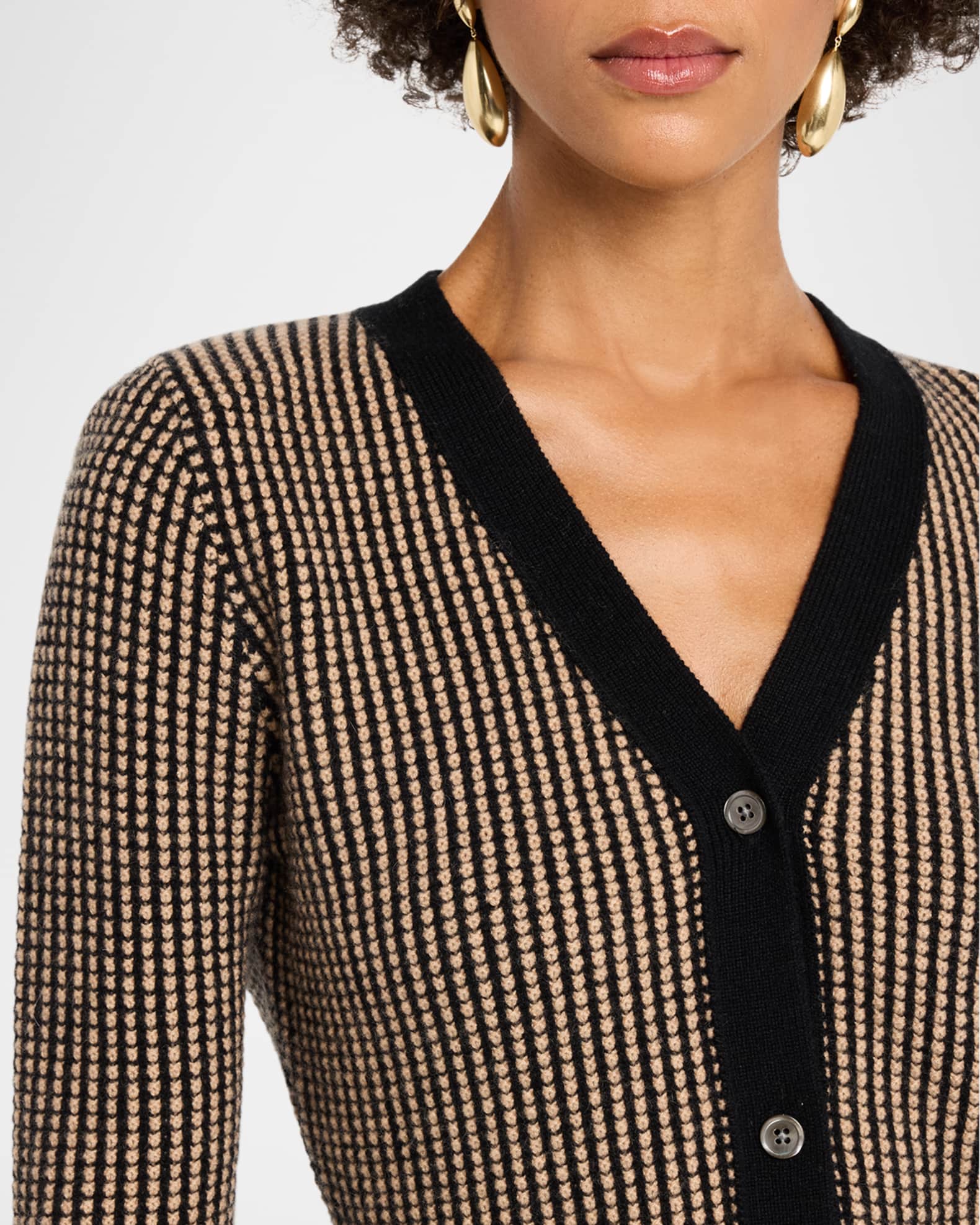 Neiman Marcus Cashmere Collection Cashmere Contrast Pique Knit Jacket ...
