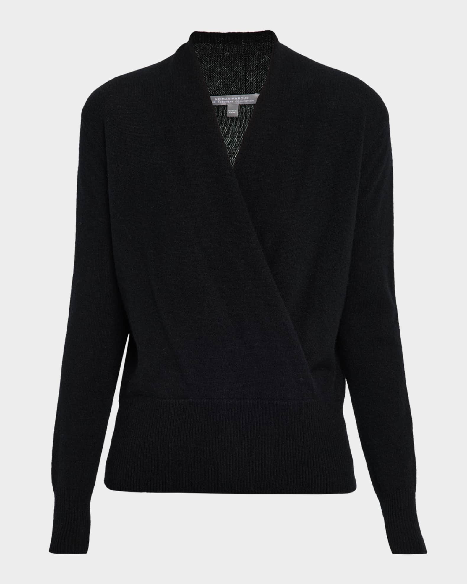 Neiman Marcus Cashmere Collection Cashmere Faux Wrap Sweater | Neiman ...