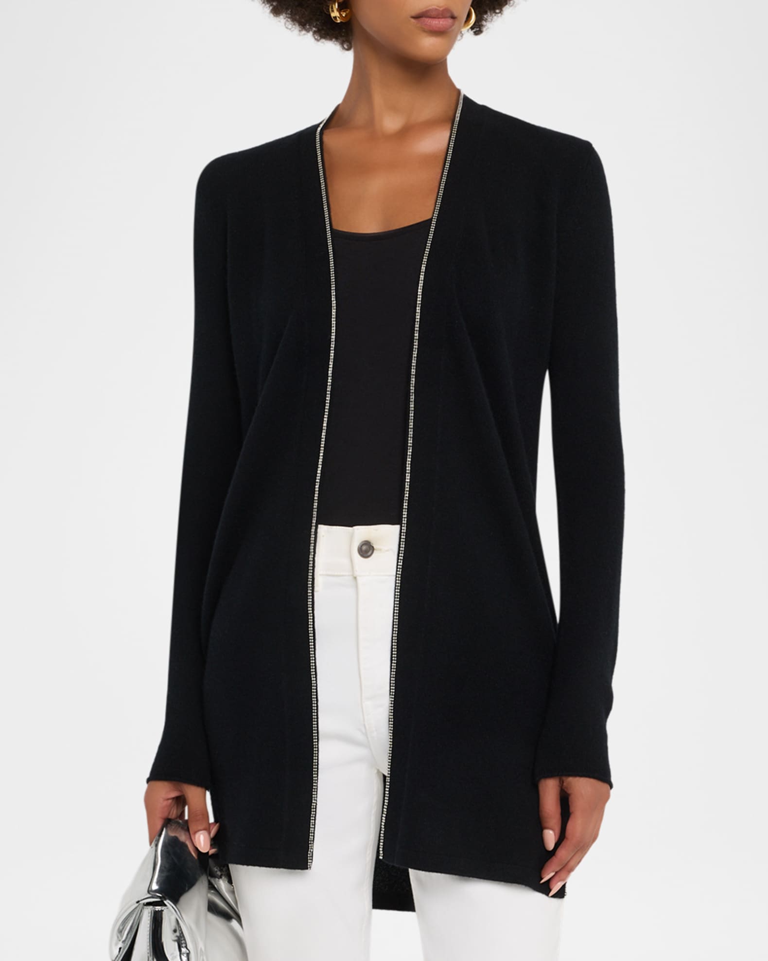 Neiman Marcus Cashmere Collection Cashmere Duster Cardigan with Chain ...