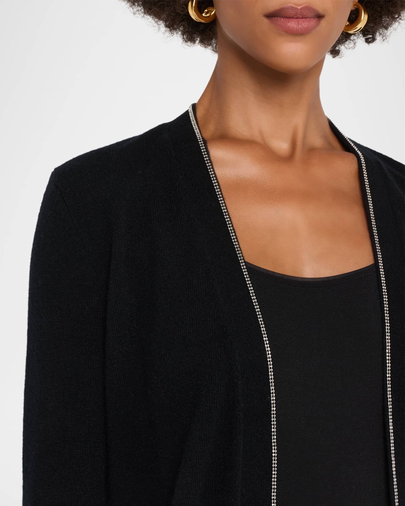 Neiman Marcus Cashmere Collection Cashmere Duster Cardigan with Chain ...