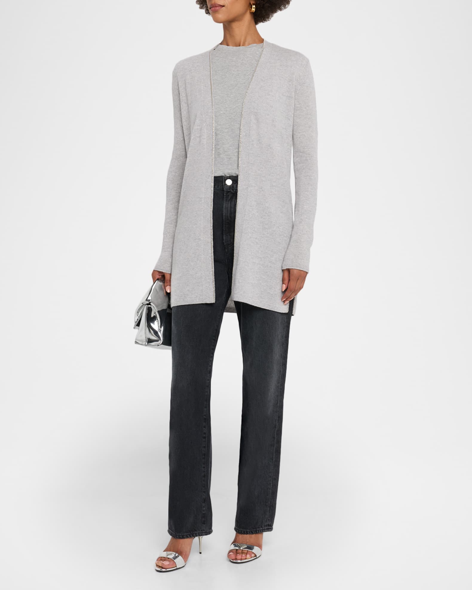 Neiman Marcus Cashmere Collection Cashmere Duster Cardigan with Chain ...