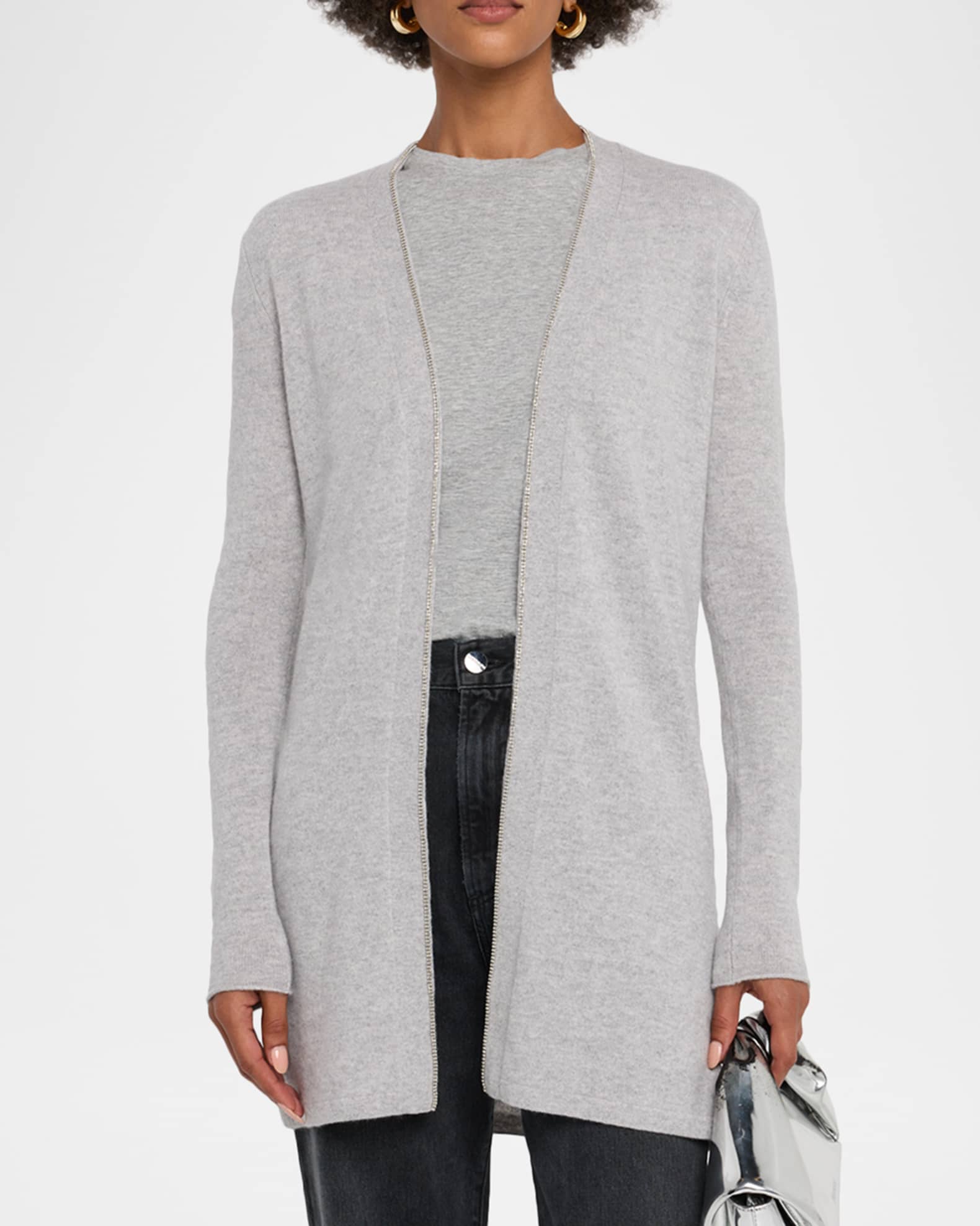 Neiman Marcus Cashmere Collection Cashmere Duster Cardigan with Chain ...