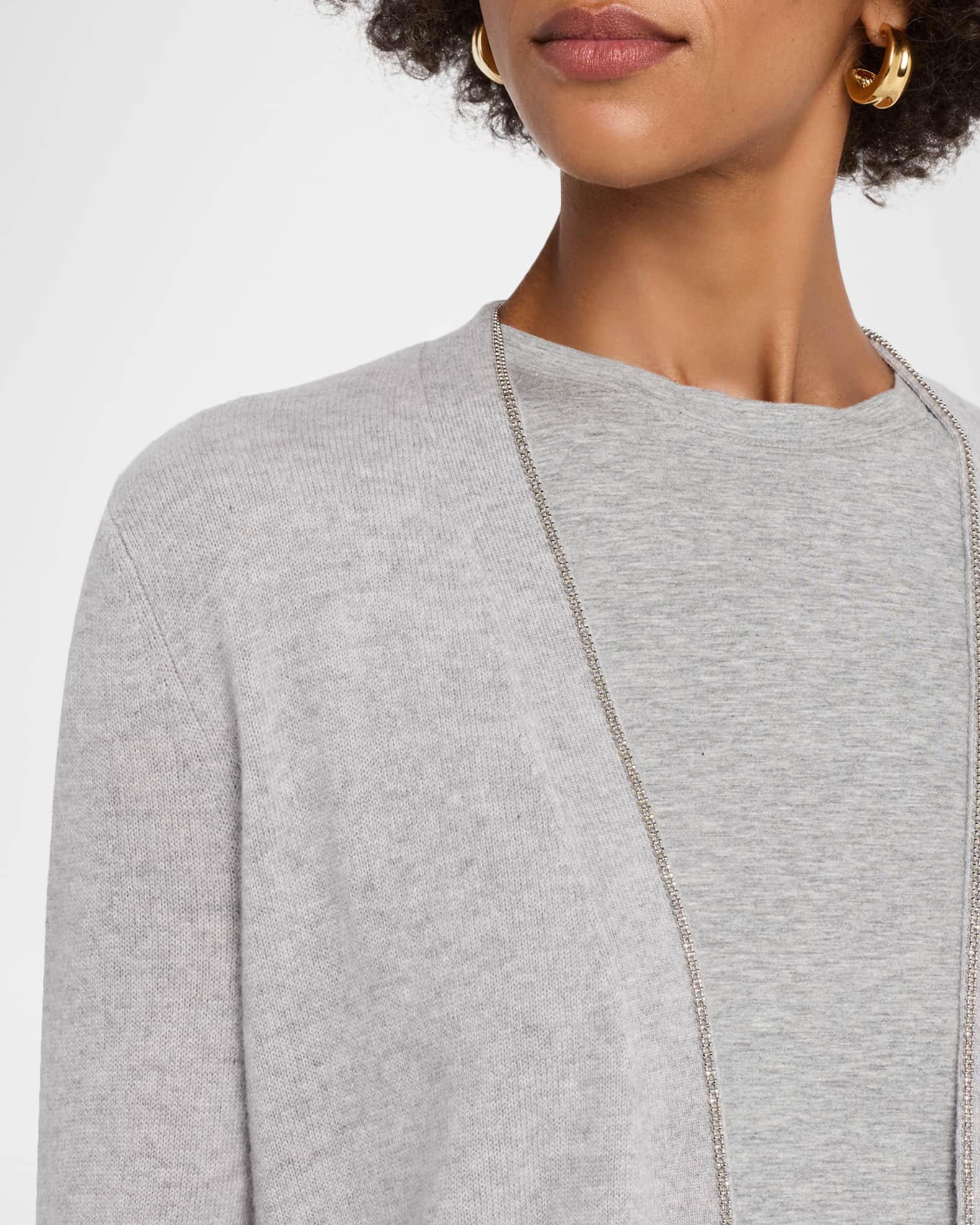 Neiman Marcus Cashmere Collection Cashmere Duster Cardigan with Chain ...